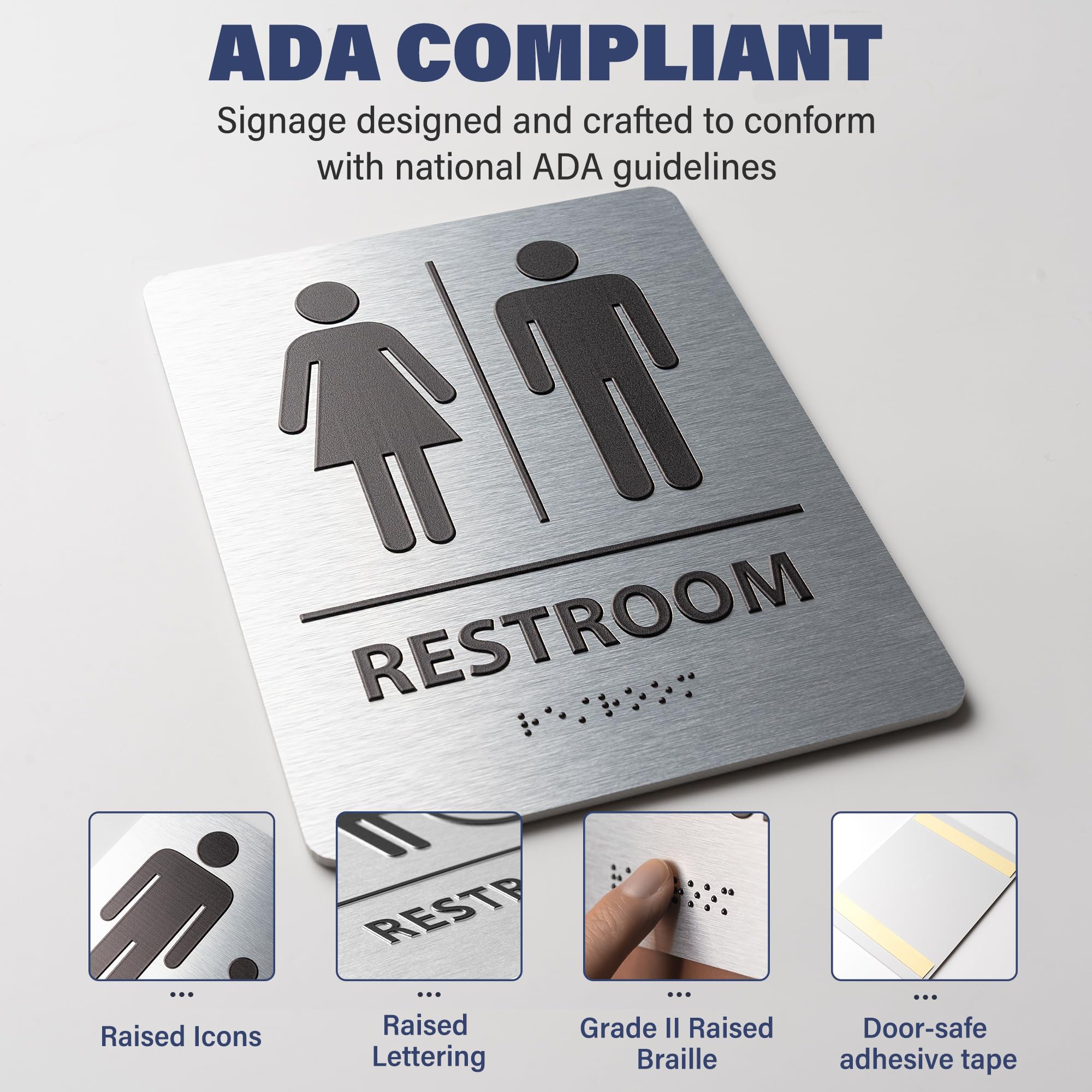 Snapklik.com : Men Braille Modern Restroom Sign, Stainless Steel ADA ...