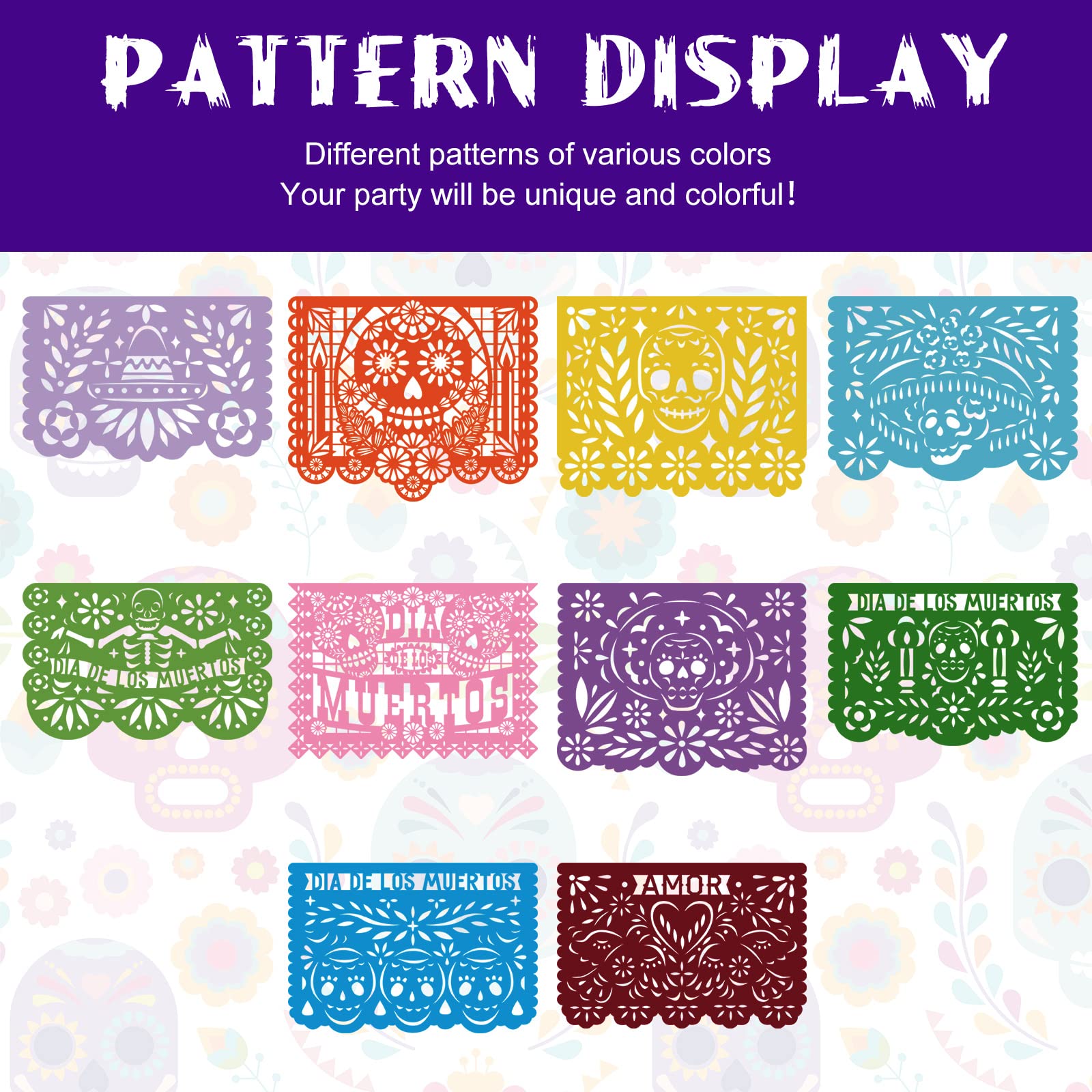 Snapklik.com : 60 Pieces Mexican Party Banners Altar De Ofrendas ...