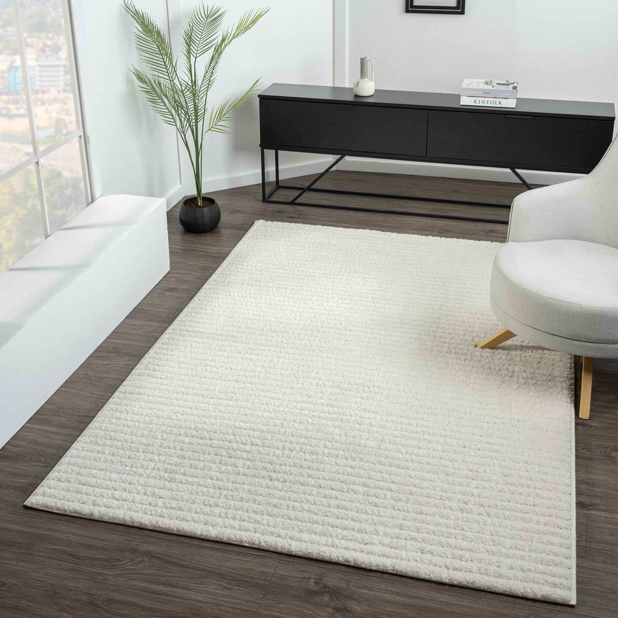 Rugs and More Carnival Shaggy Soft Rugs - Rocco Stripe Design, Scandi ...