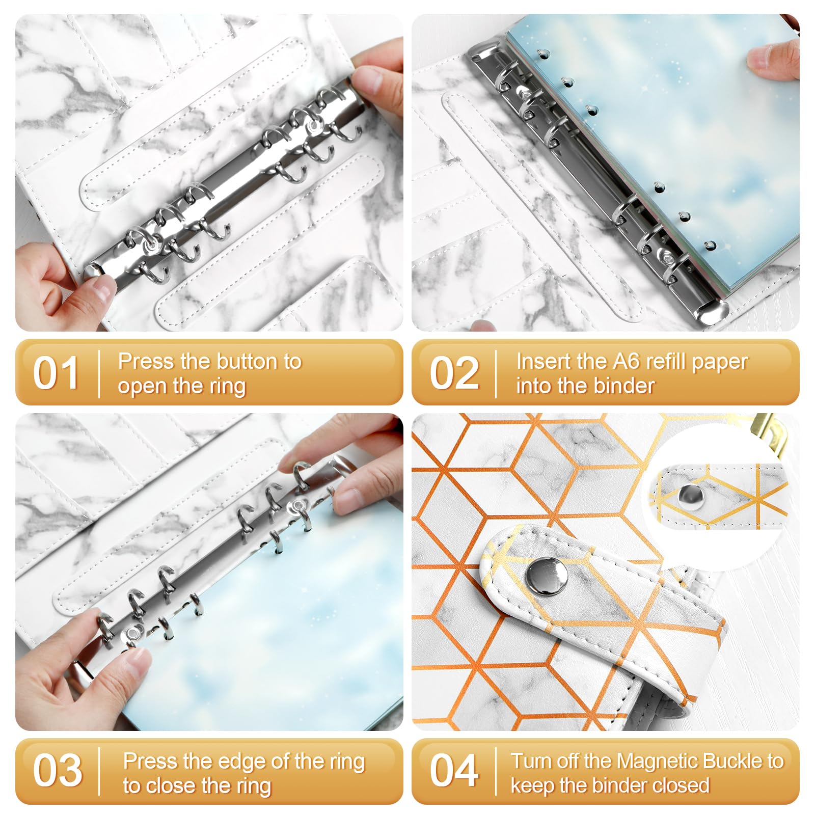 Snapklik.com : Toplive PU Leather A6 Notebook Binder Cover, Planner ...