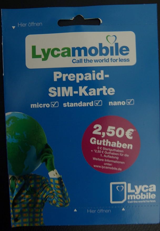 Lycamobile Lyca Mobile Prepaid SIM Karte + 2,50 Euro Bonusguthaben ...