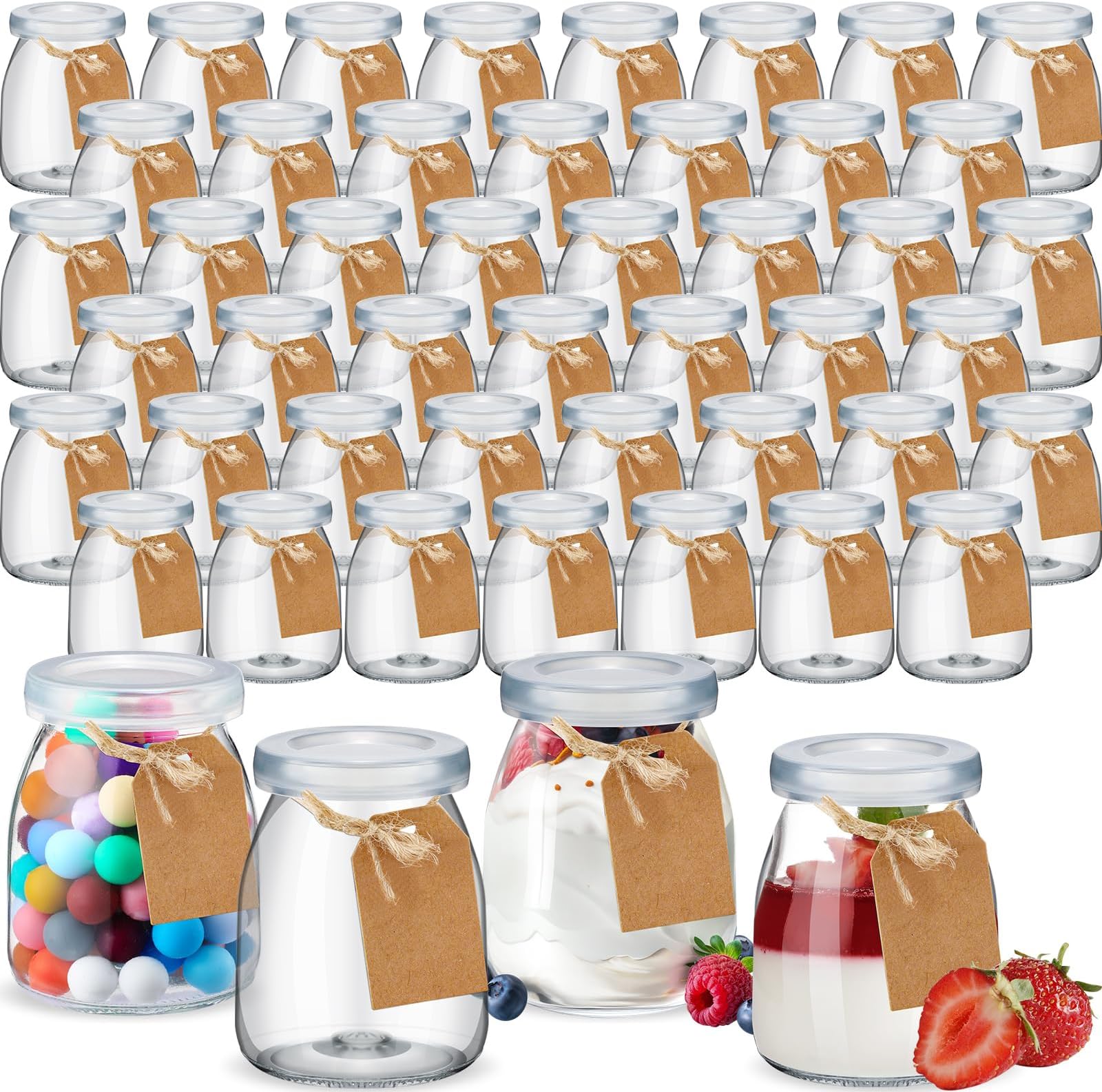 Amazon.com: Maxcheck 120 Set Yogurt Jars with Lids 5 oz Clear Glass ...