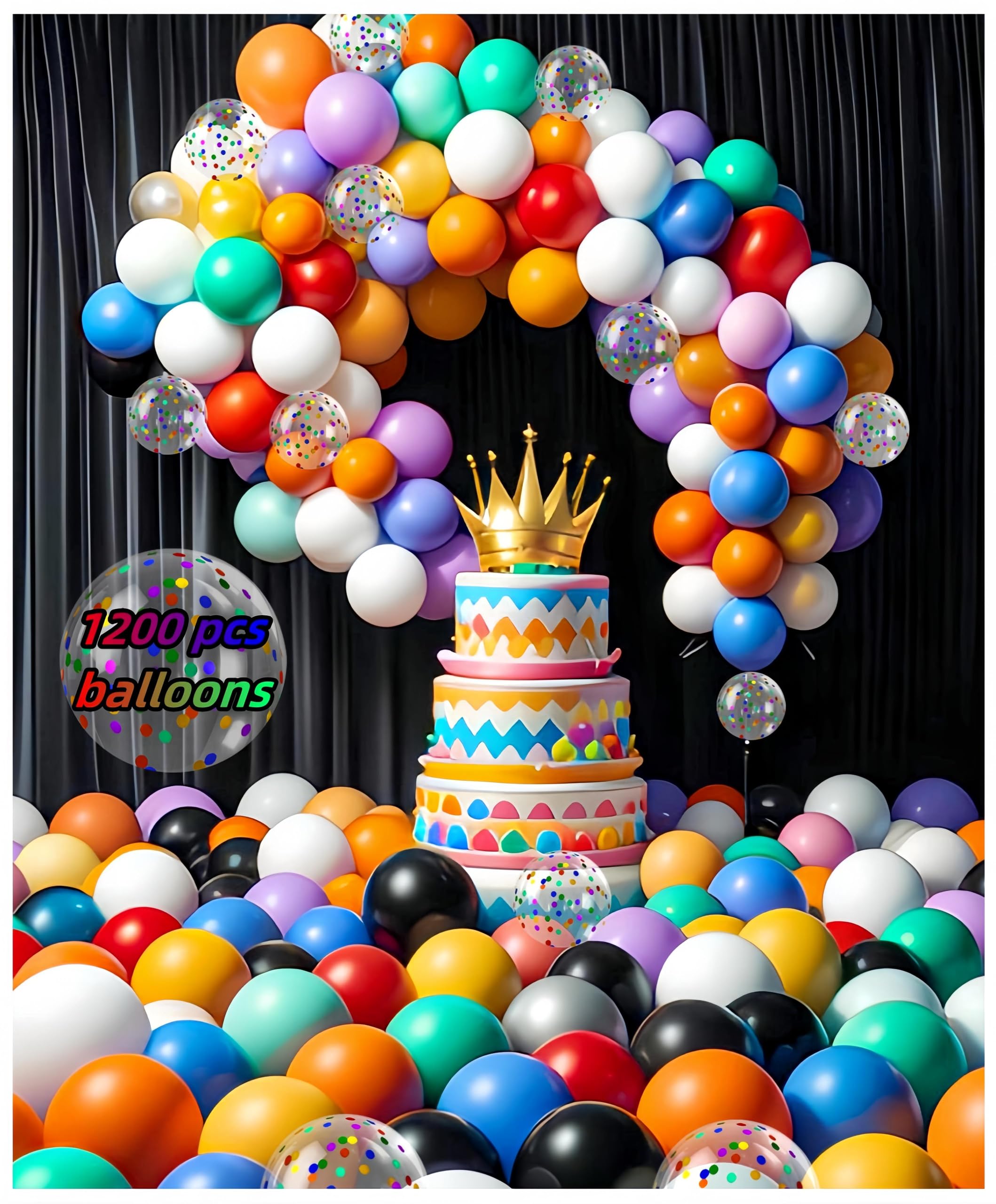 Amazon.com: 1200 Pcs Balloons Bulk 12 inch Latex Balloons - 12 Colors ...