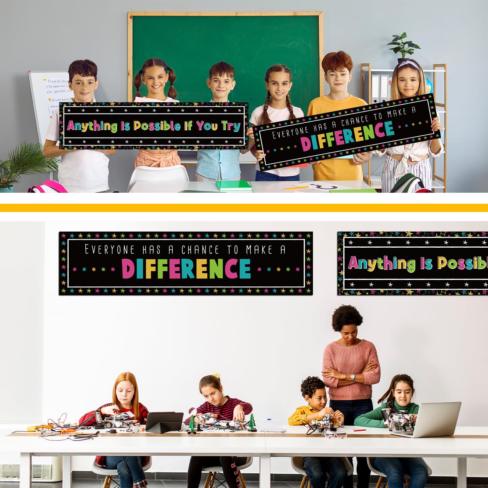 Snapklik.com : 2 Pcs Chalkboard Brights Classroom Decor Motivational ...