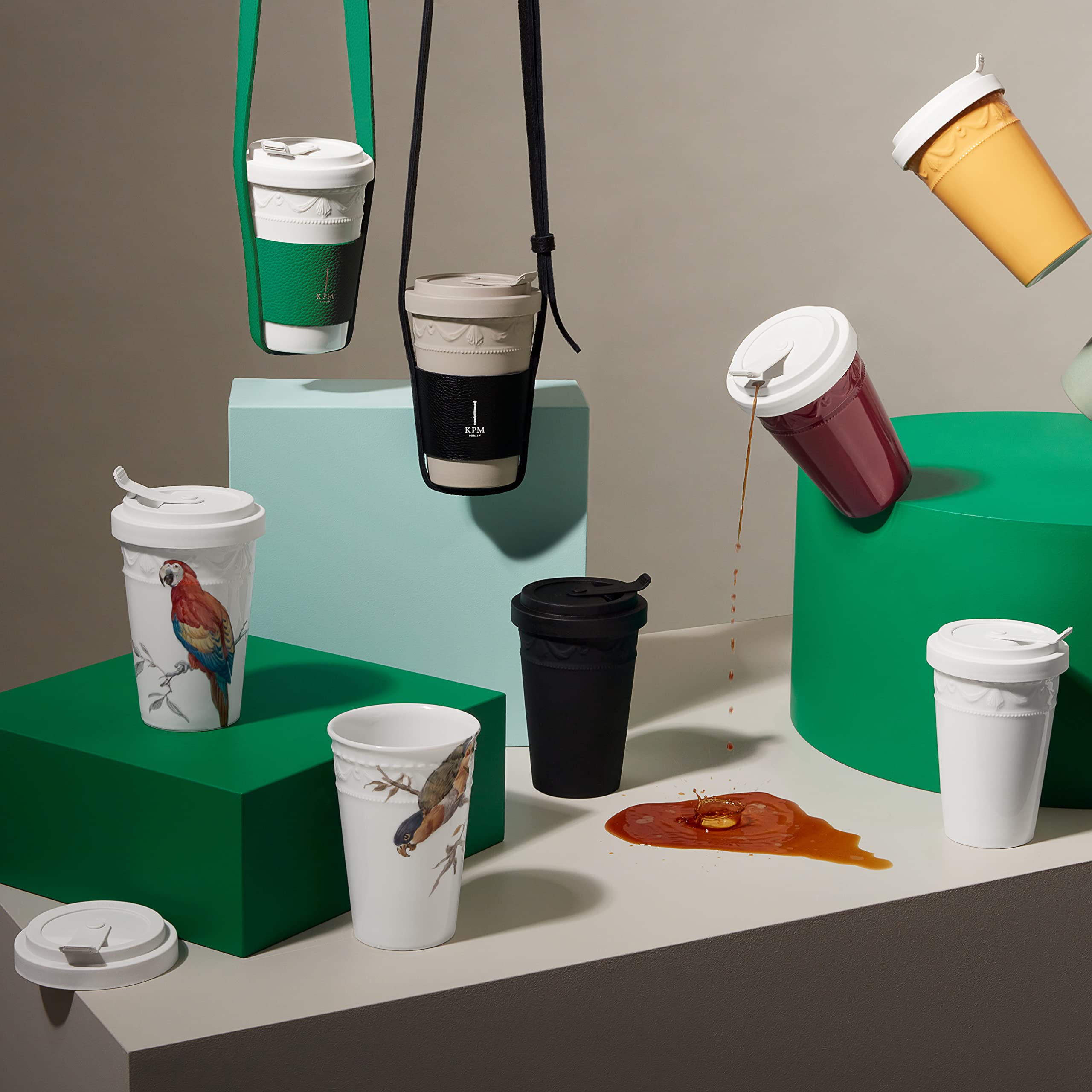 KPM Berlin Kurland to-Go Mug Carrier Leather with White Embossing Must ...