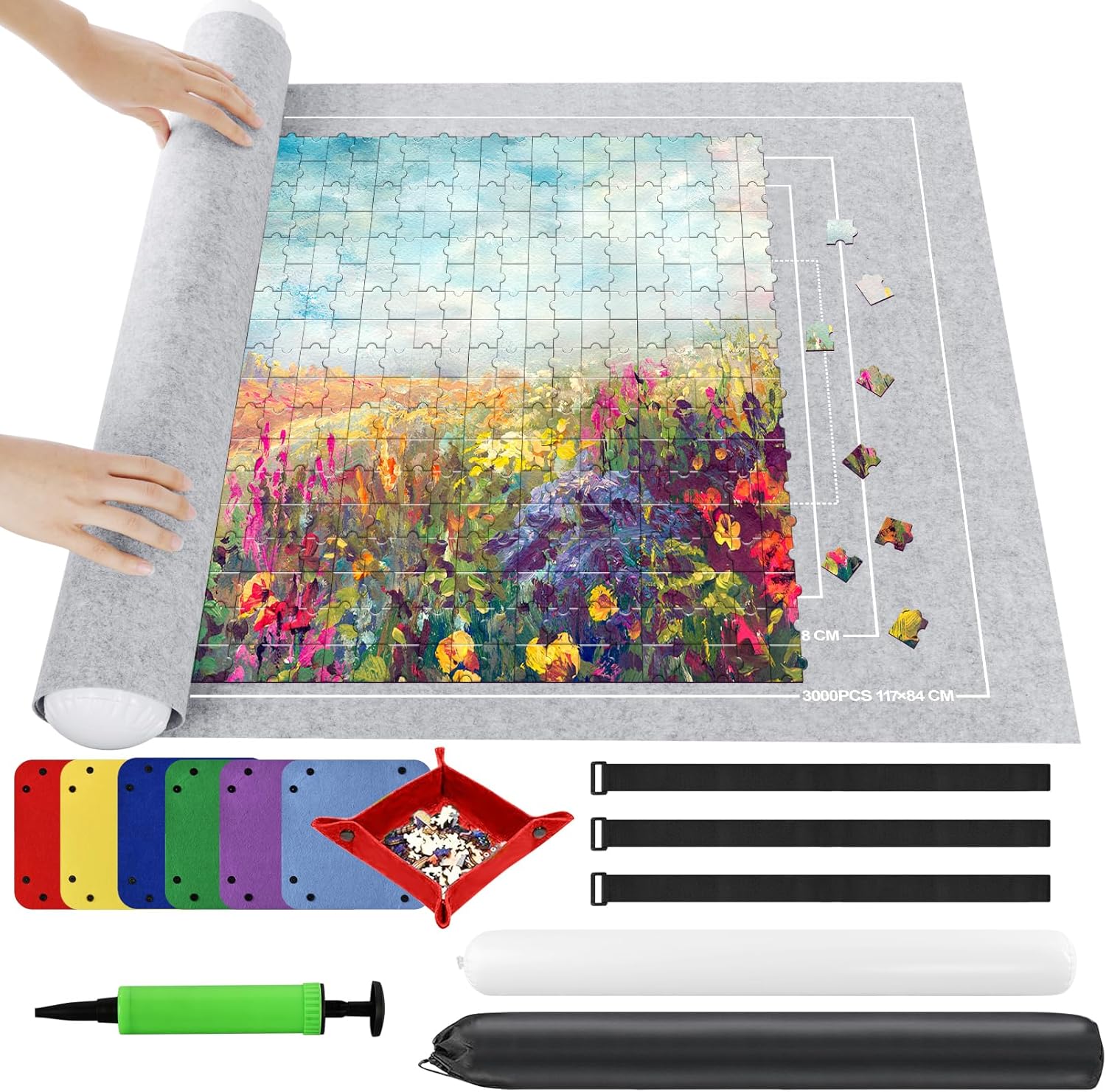 Amazon.com: Ainiv Jigsaw Puzzle Mat Roll Up 3000 Pieces, 55" x 39 ...