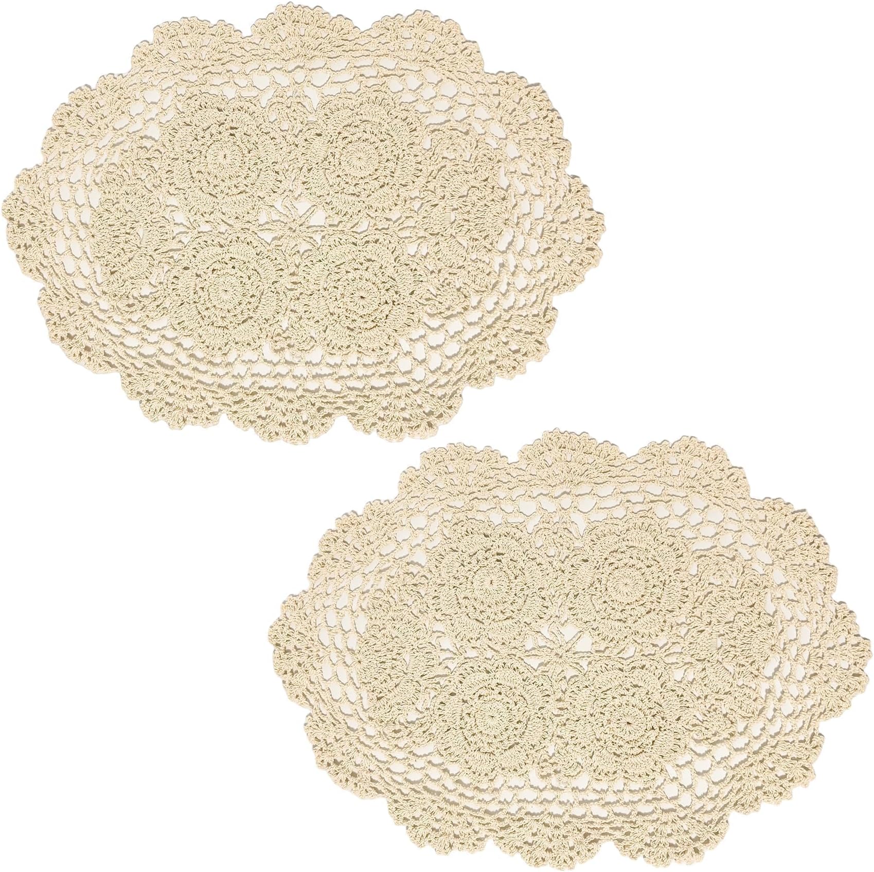 Amazon.com: 2 Pack Linen Placemats Square Earth Tones Lace Placemats ...