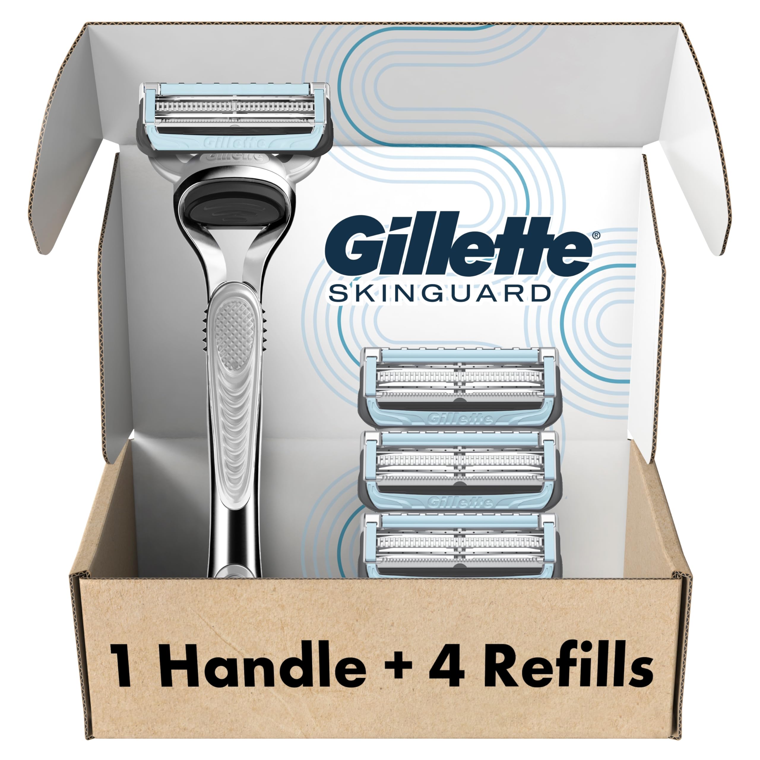 Gillette SkinGuard Razors for Men, 1 Razor Handle + 4 Razor Blade ...