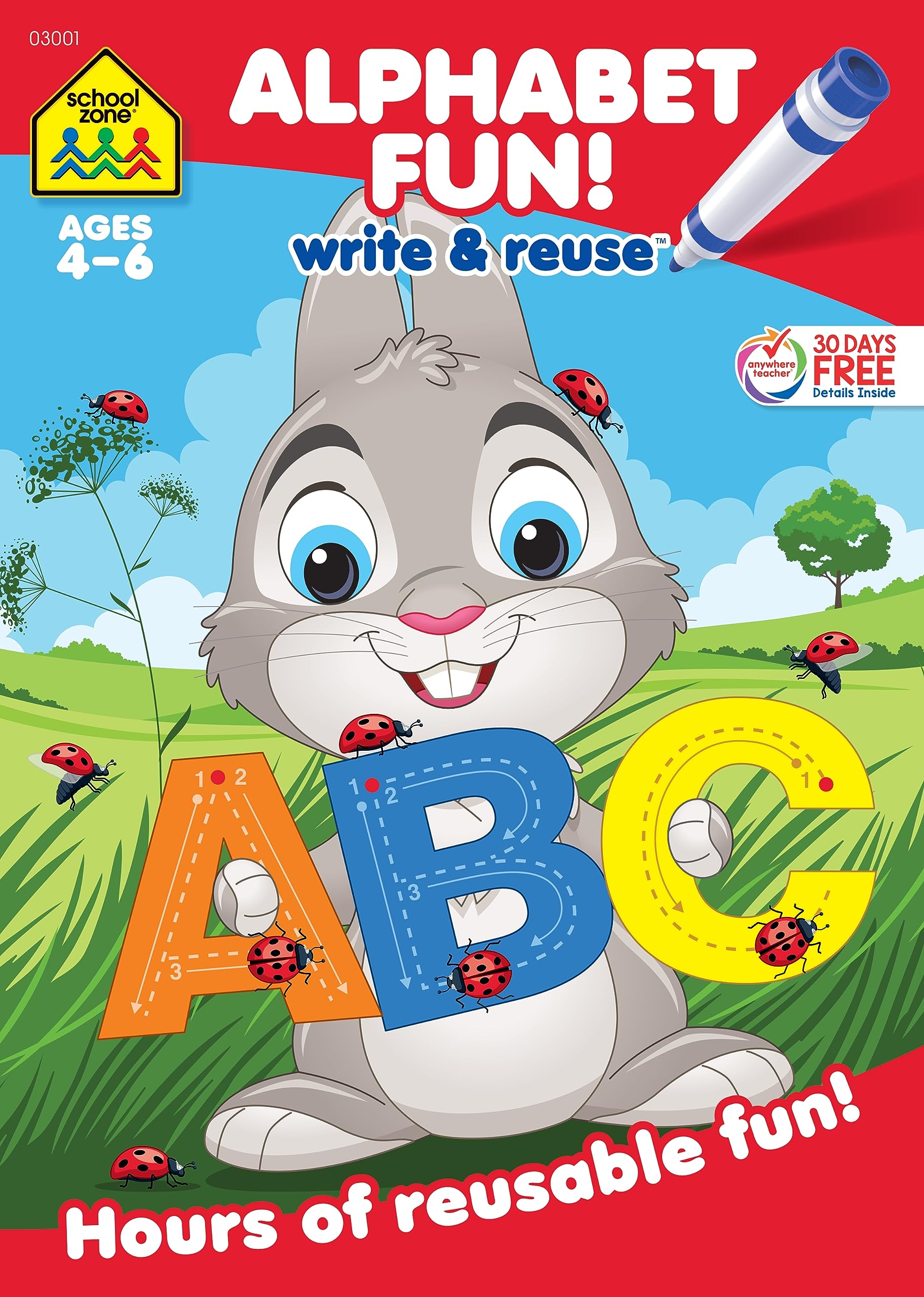 Amazon.com: School Zone - Alphabet Fun! Write & Reuse Workbook - Ages 4 ...