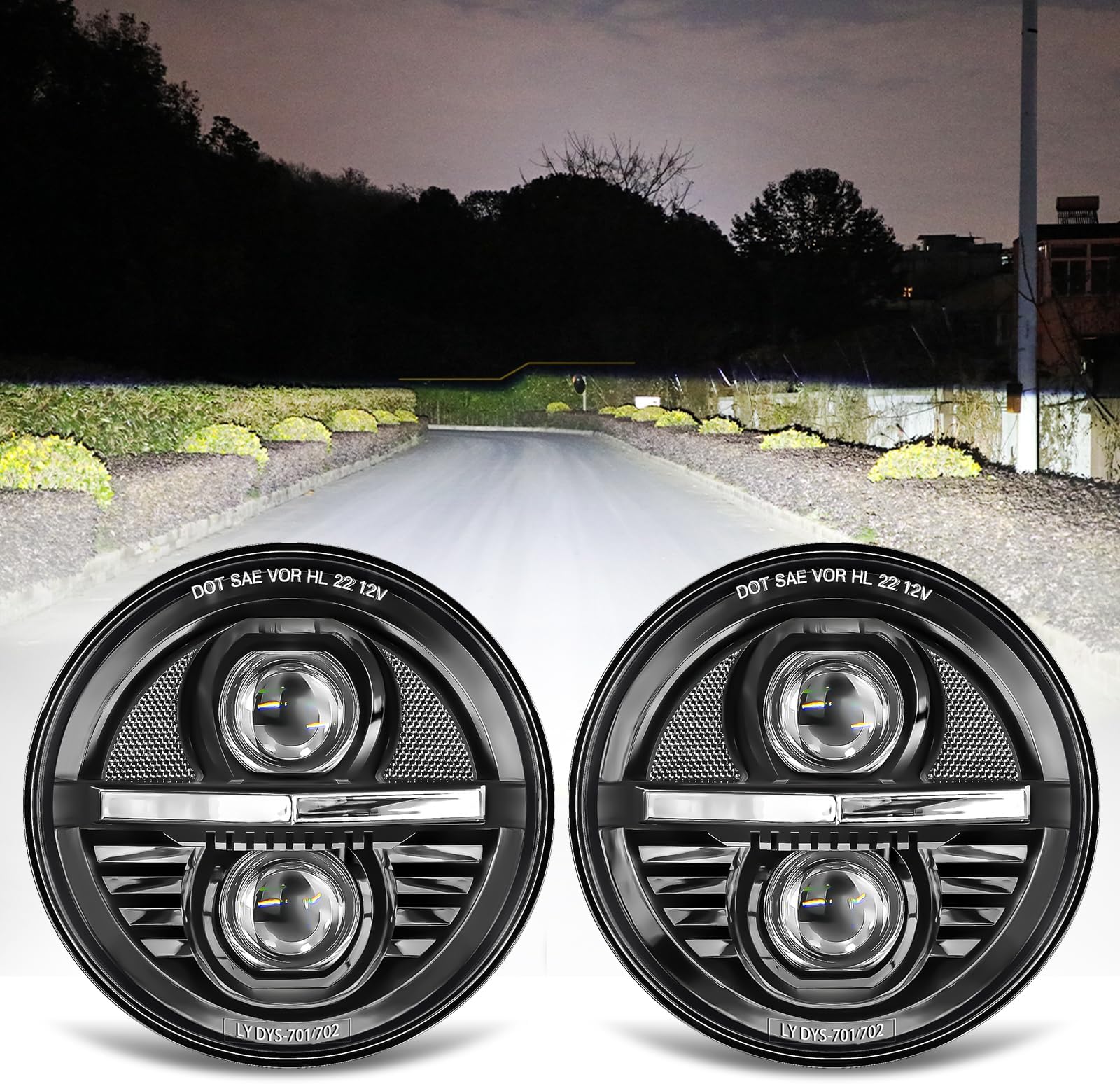 Amazon.com: UNI-SHINE 2 pcs 7 Inch LED Headlights Round Projector Z ...