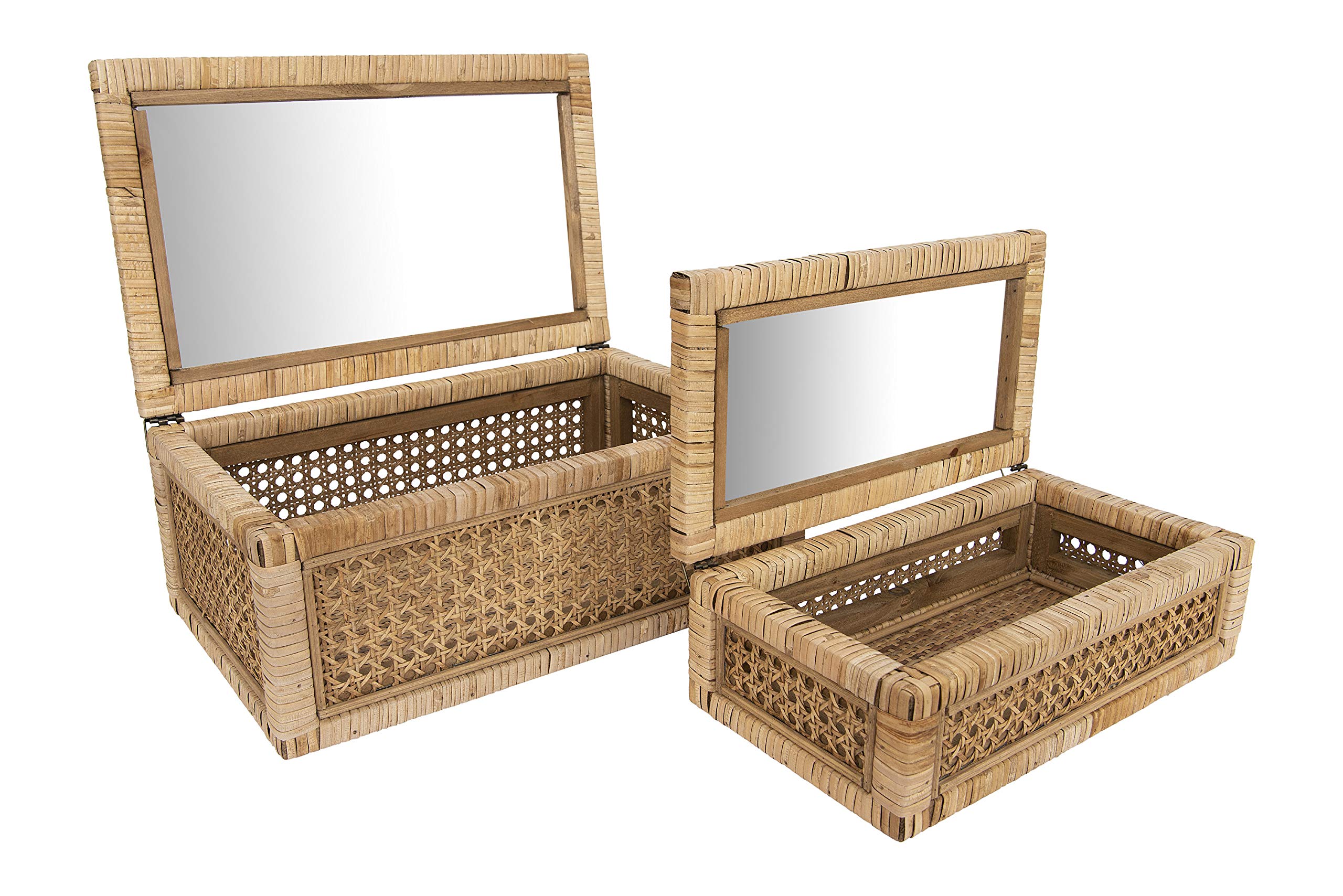 Buy Cane and Rattan Display Boxes with Glass Lid, Set of 2 Online at ...