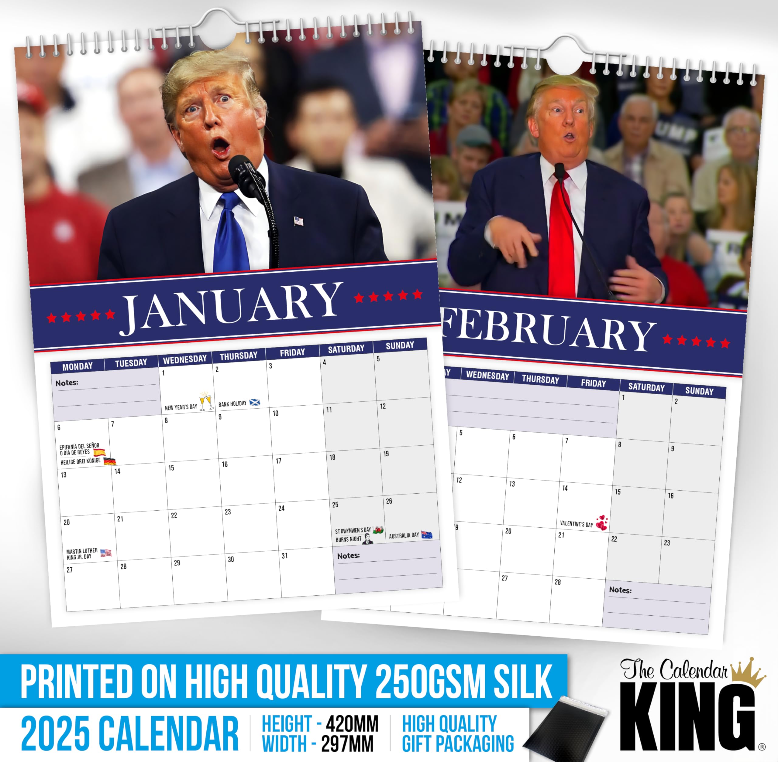 The Calendar King // Donald Trump – 2025 Wall Calendar (Full Colour, A3 ...