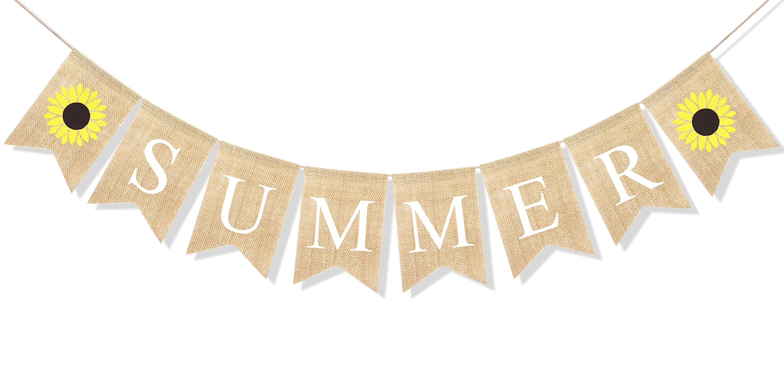 Amazon.com: Uniwish Summer Banner Burlap with Sunflower Garland Hello ...