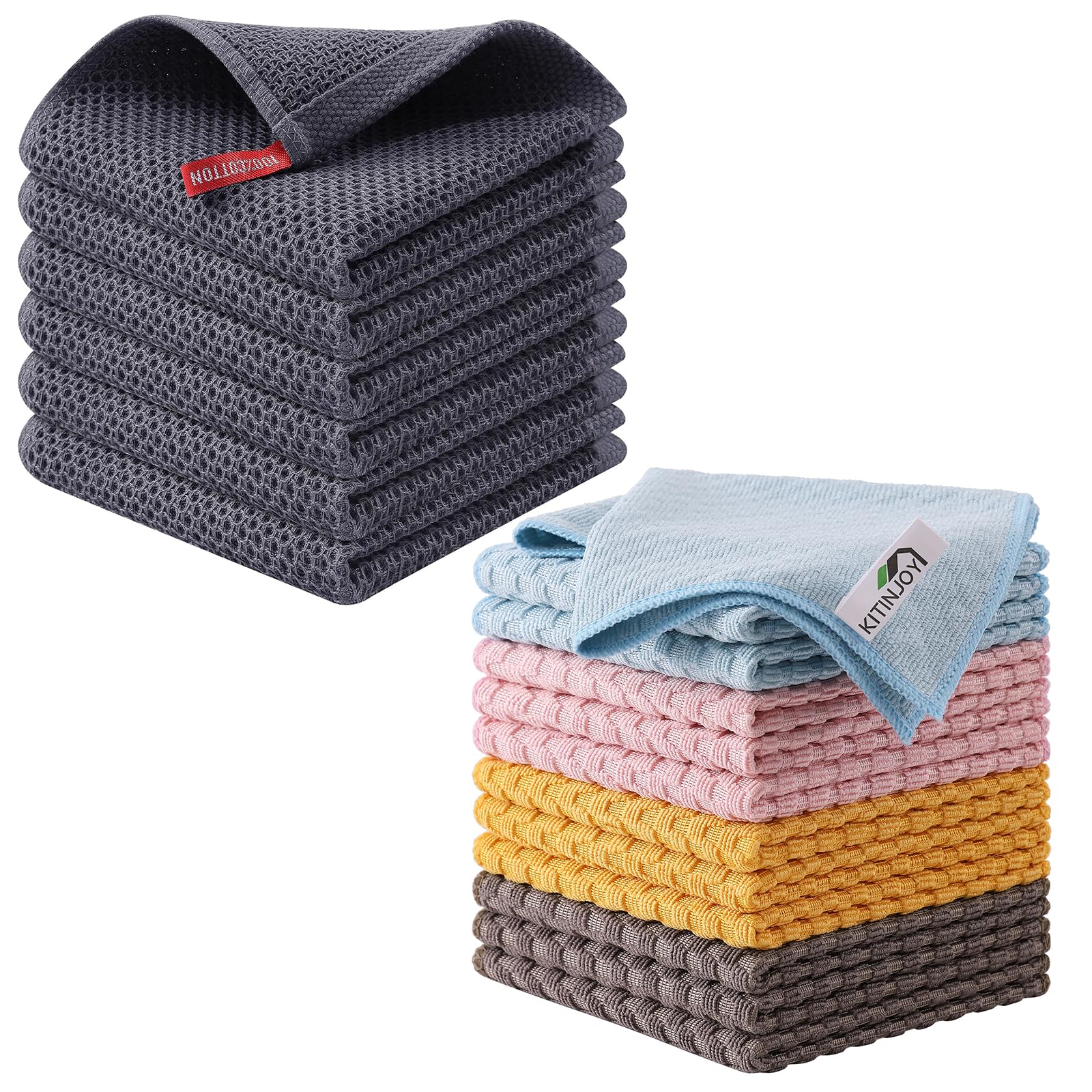 Amazon.com: Kitinjoy 100% Cotton Kitchen Dish Cloths (6 Pack,12 X 12 ...