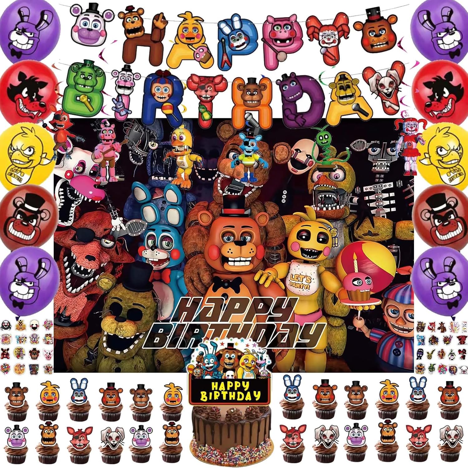 Amazon.com: 107 Pcs Five Birthday Decorations,Included Banner,Hanging ...