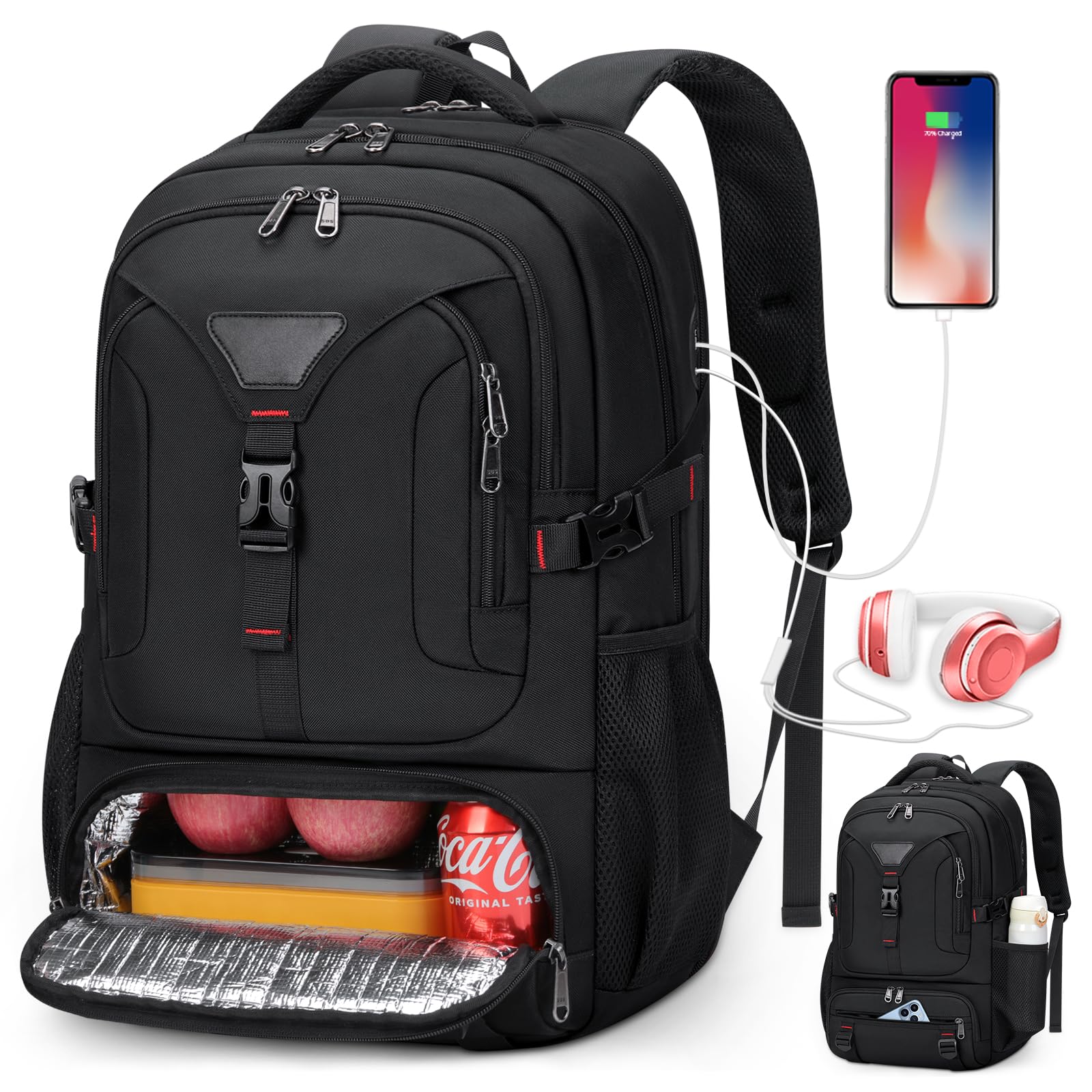 Lunch Backpack,17.3 Inch Laptop Backpack for Men 50L Travel Backpacks ...