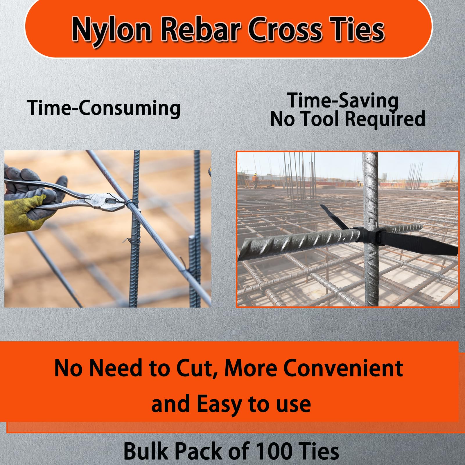 Snapklik.com : BIGalleons 100pcs Nylon Rebar Ties Cross Rebar Wire Clip ...