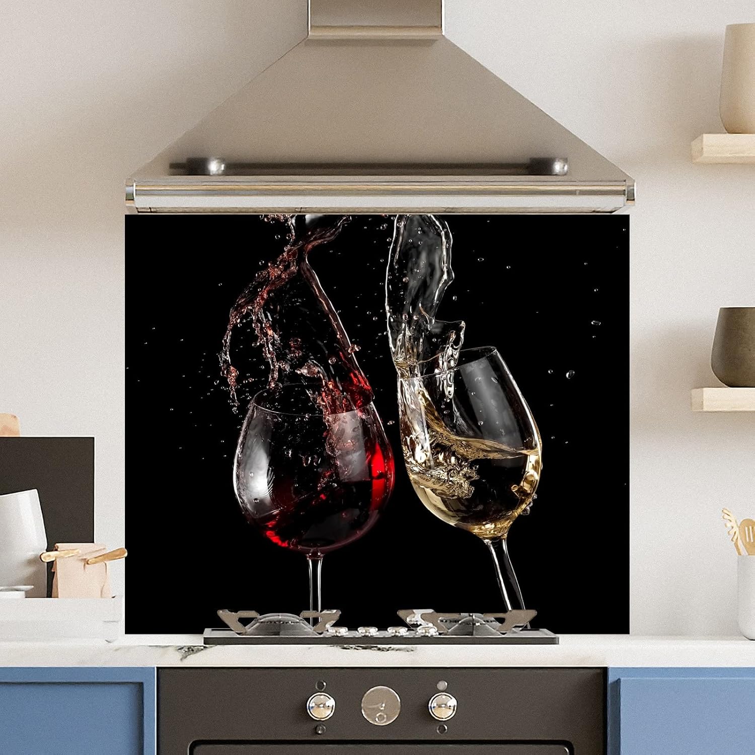 Premium 90 cm x 75 cm Wine Glasses Glass 6mm Kitchen Splashback Heat ...