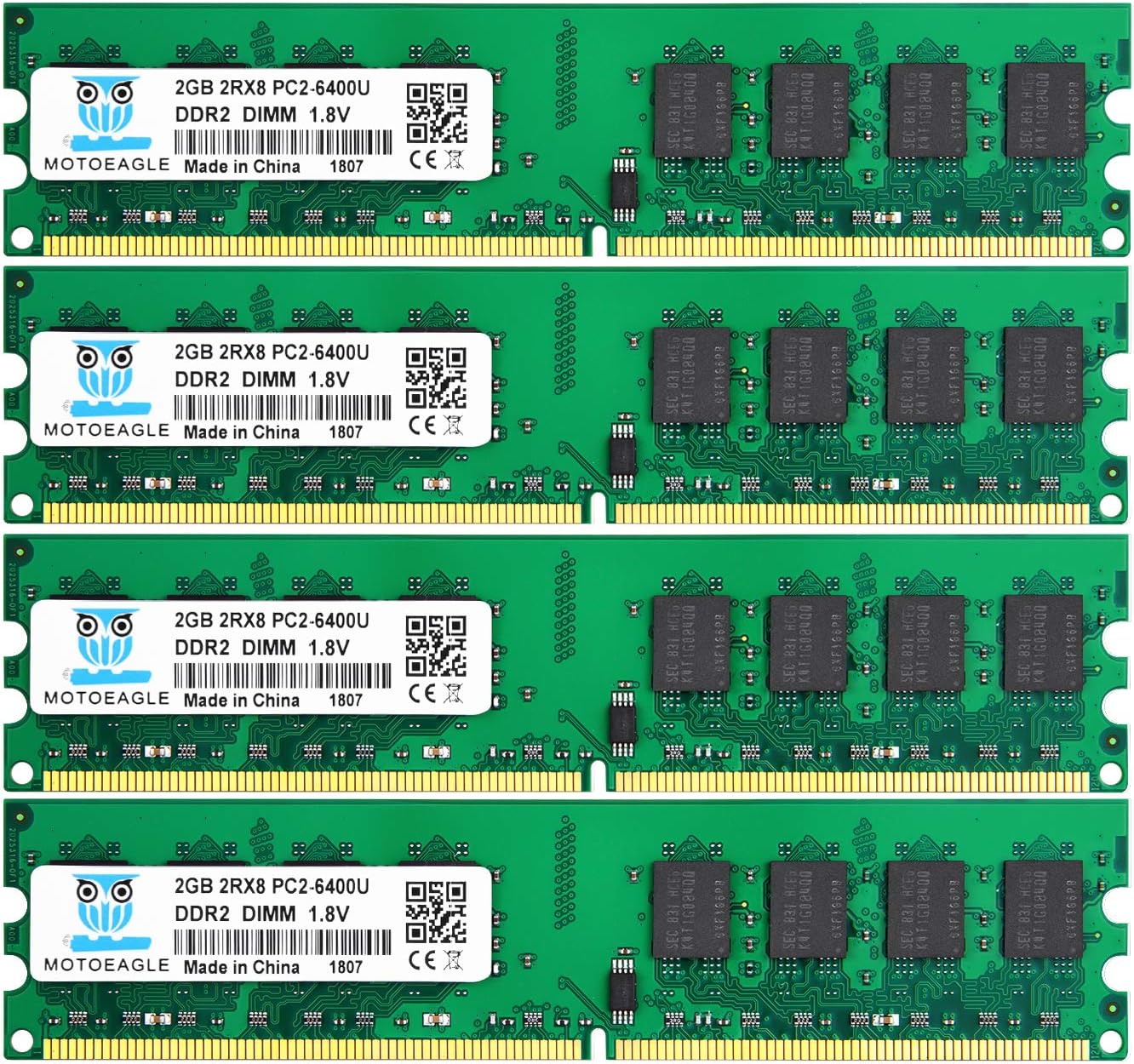 PC2 6400 DDR2 800MHz UDIMM RAM 8GB Kit (2GBX4) 2Rx8 PC2 6400U 2GB 1.8V Non-ecc Unbuffered ...
