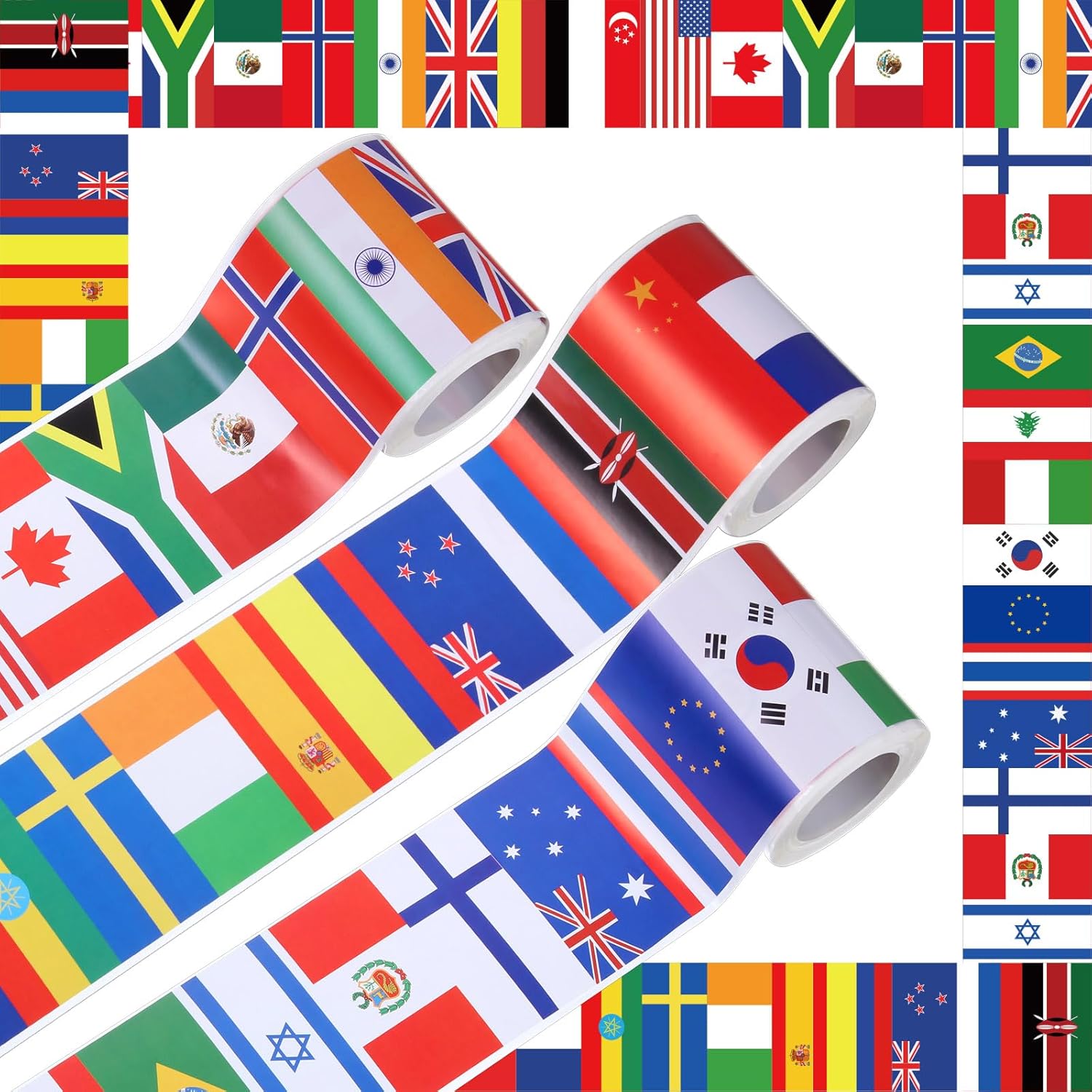 Amazon.com: Chivao 3 Rolls 120.57 ft International Flags Bulletin Board ...