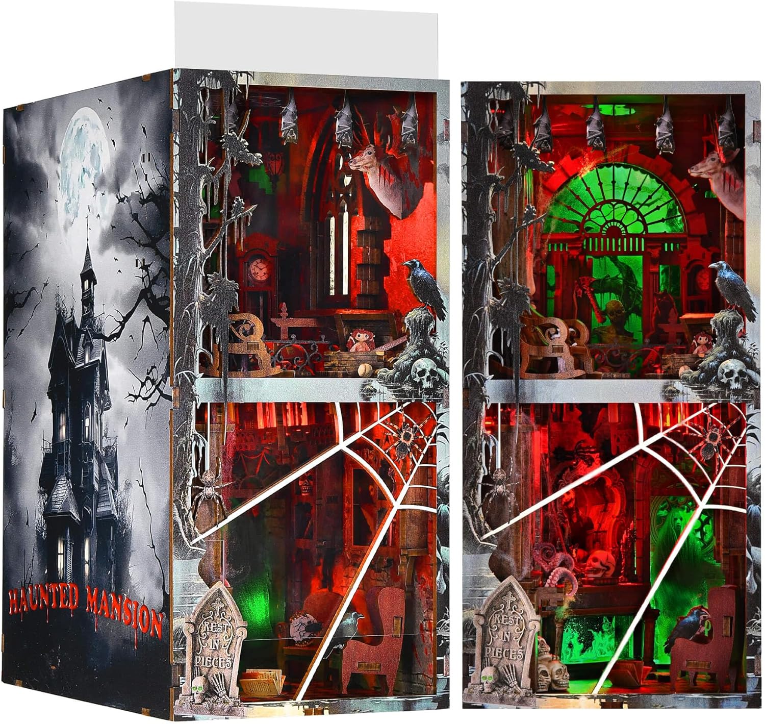 Amazon.com: fifijoy Haunted House Halloween Book Nook Kit, Spooky Shelf ...