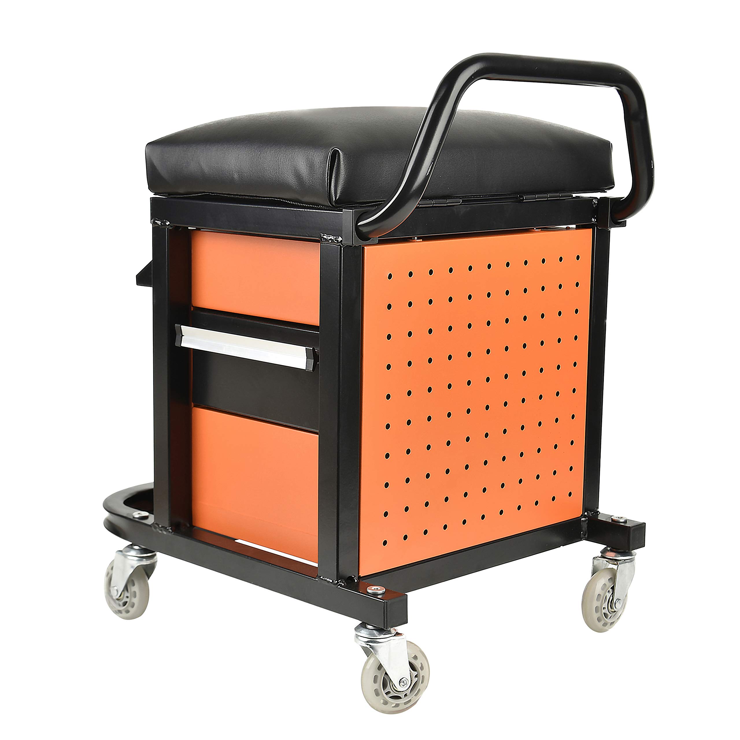 Buy E041 Padded Creeper Seat with Onboard Storage, Rolling Tool Box ...