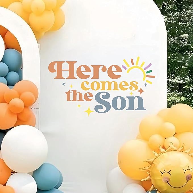 Amazon.com: BOOMPA Here Comes The Son Baby Shower Wall Decal, Gender ...