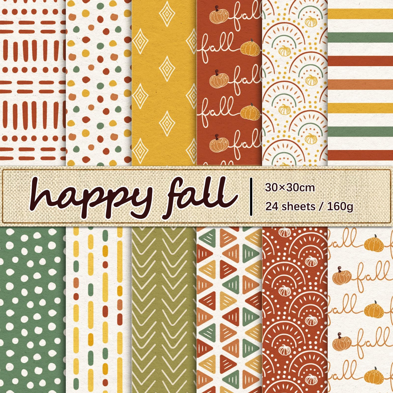 Amazon.com : Whaline 24 Pcs Fall Boho Pattern Paper Autumn Themed ...