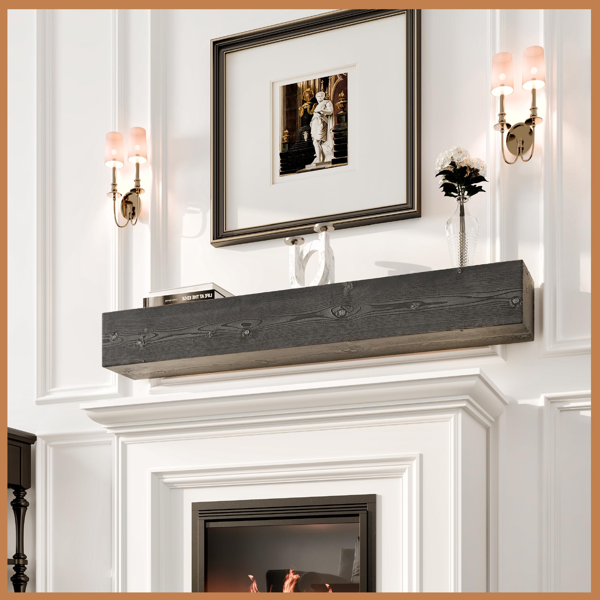 Amazon.com: Avana Fireplace 48 Inch Mantel Shelf - Handcrafted Natural ...