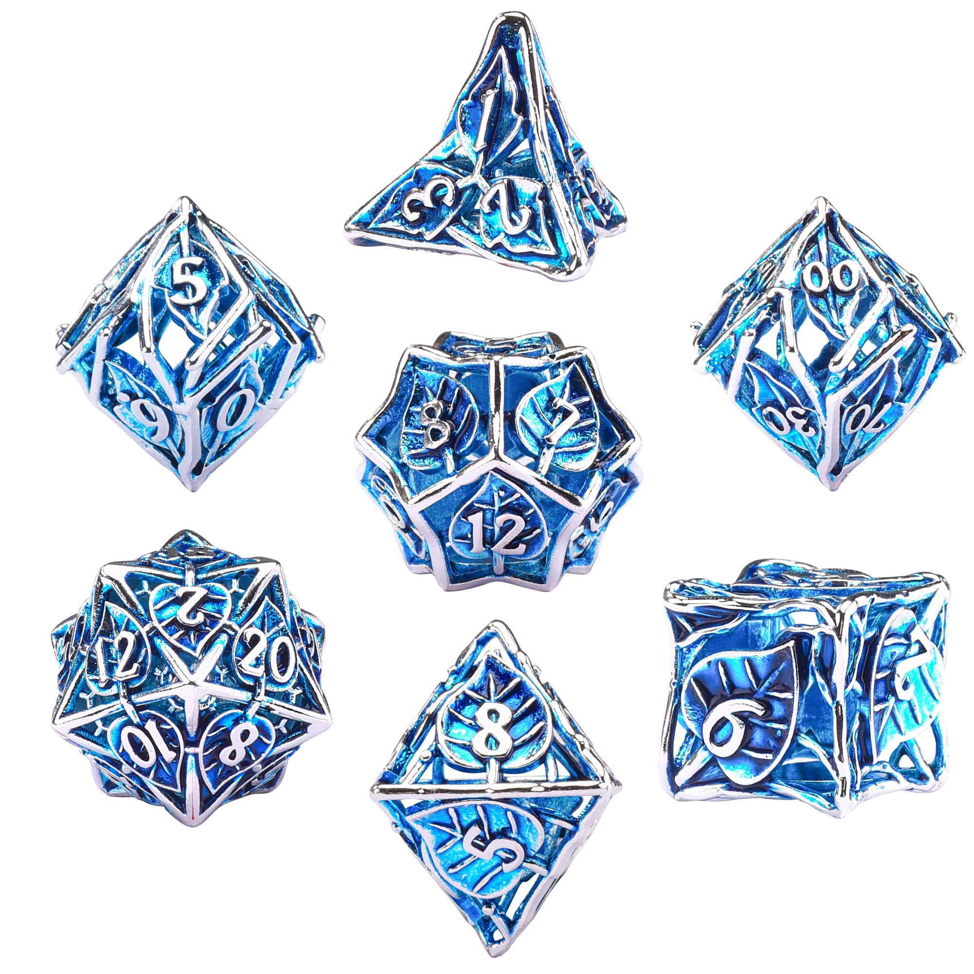 Amazon.com: AUSTOR Metal DND Dice Set 7 Pieces Leaf DND Dice Hollow ...
