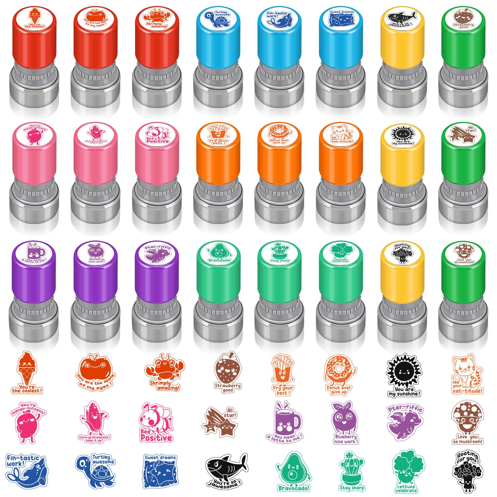 Amazon.com : Yinder 24 Pcs Teacher Stamps for Classroom Self Inking ...