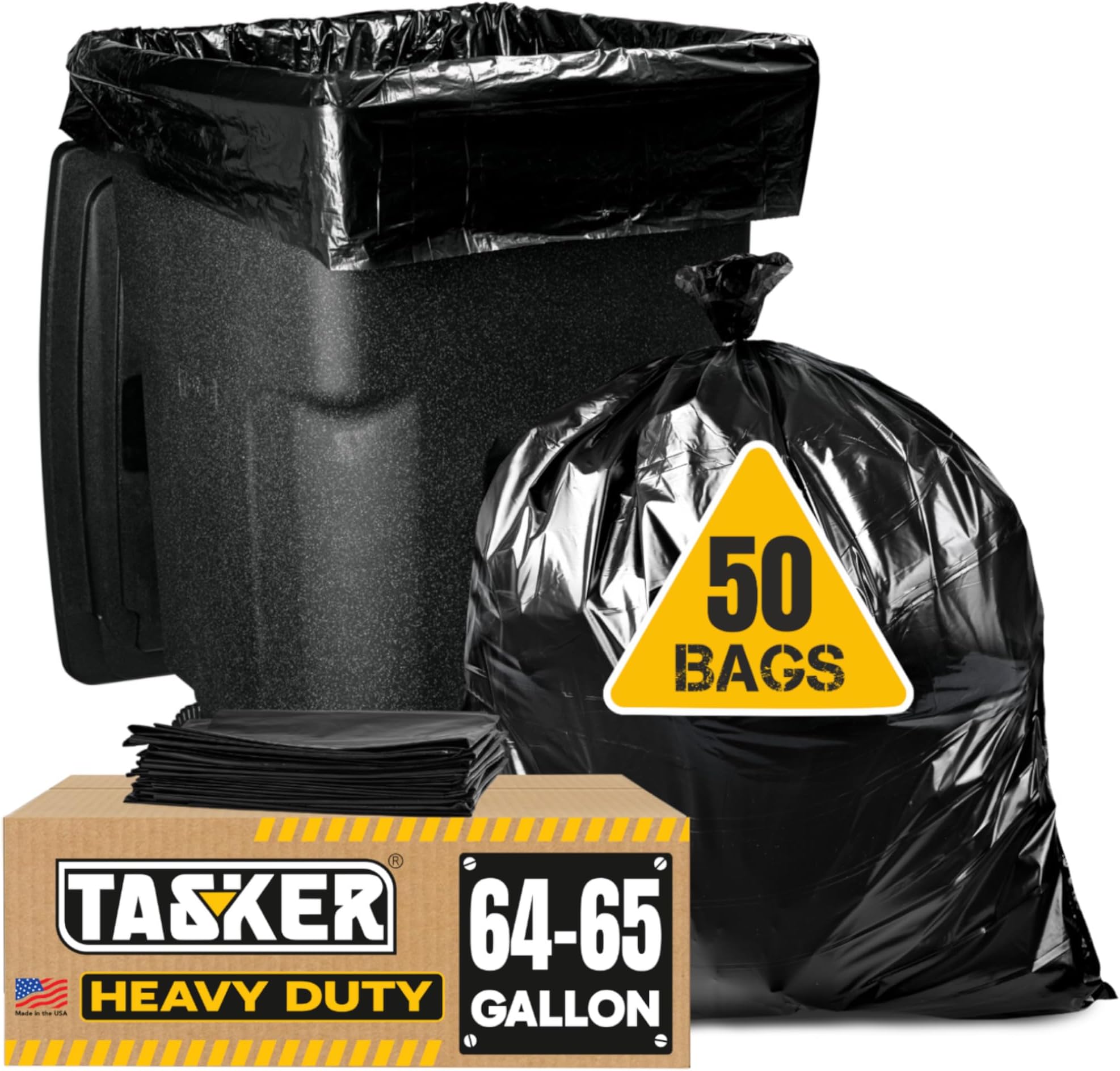 Amazon.com: Tasker Contractor Garbage Bags 55 Gallon Heavy Duty 3 Mil ...