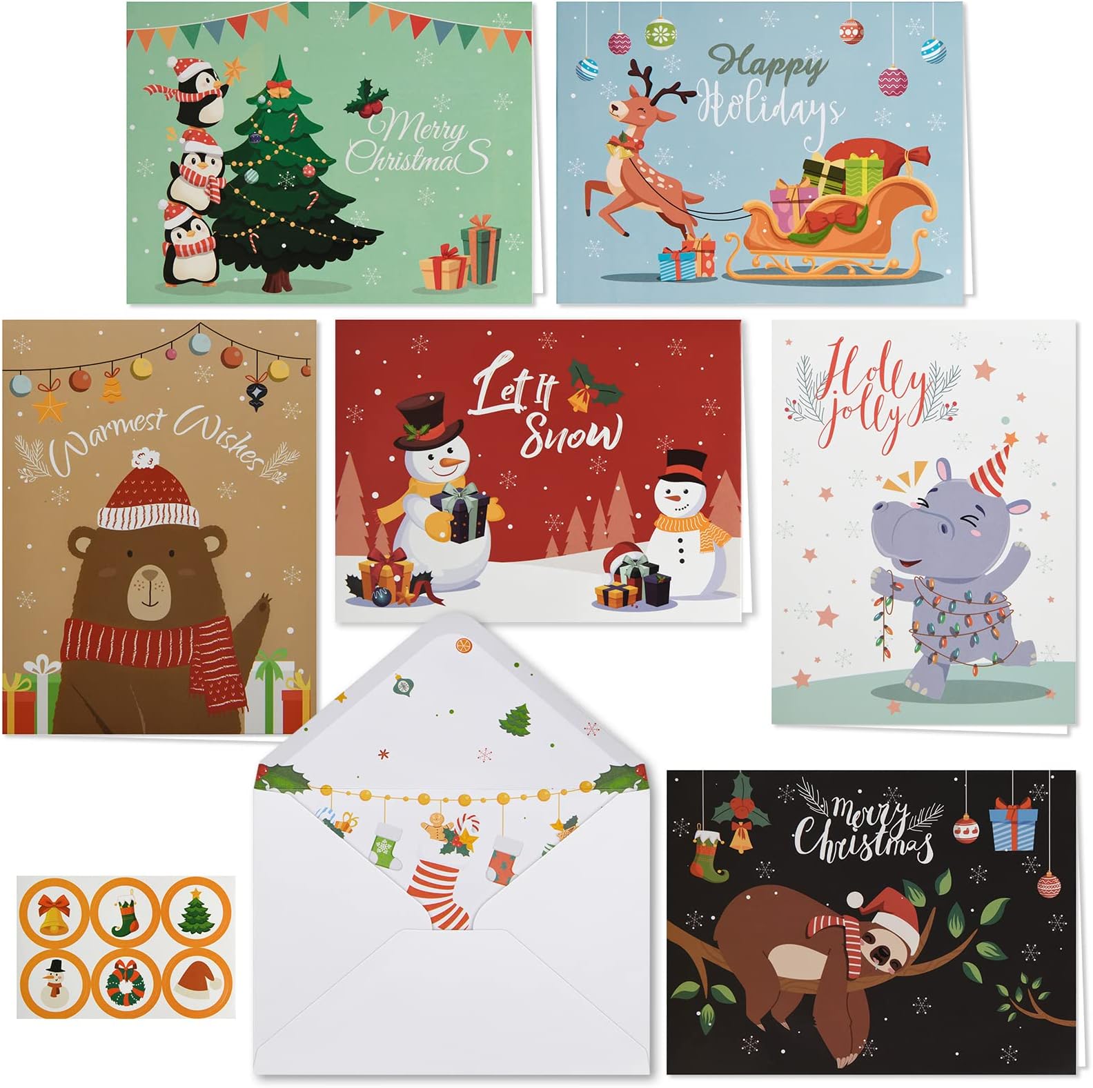 Amazon.com : Cholemy 240 Sets Christmas Cards with Envelopes and ...