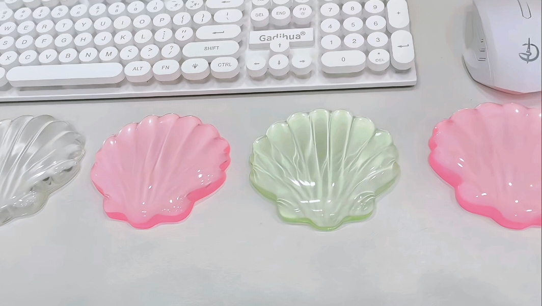 Watch Gel Wrist Rest for Keyboard and Mouse Green Pink Seashell on ...