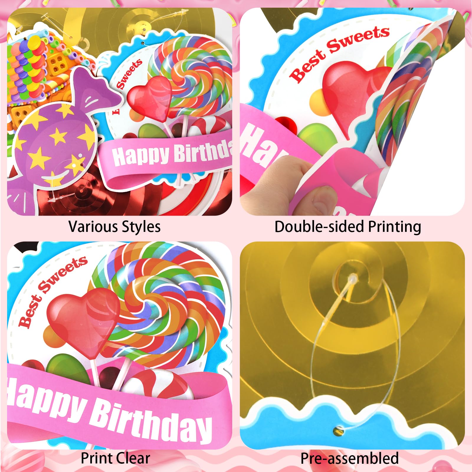 Snapklik.com : 40Pcs Candy Hanging Swirls, Colorful Lollipop Hanging ...