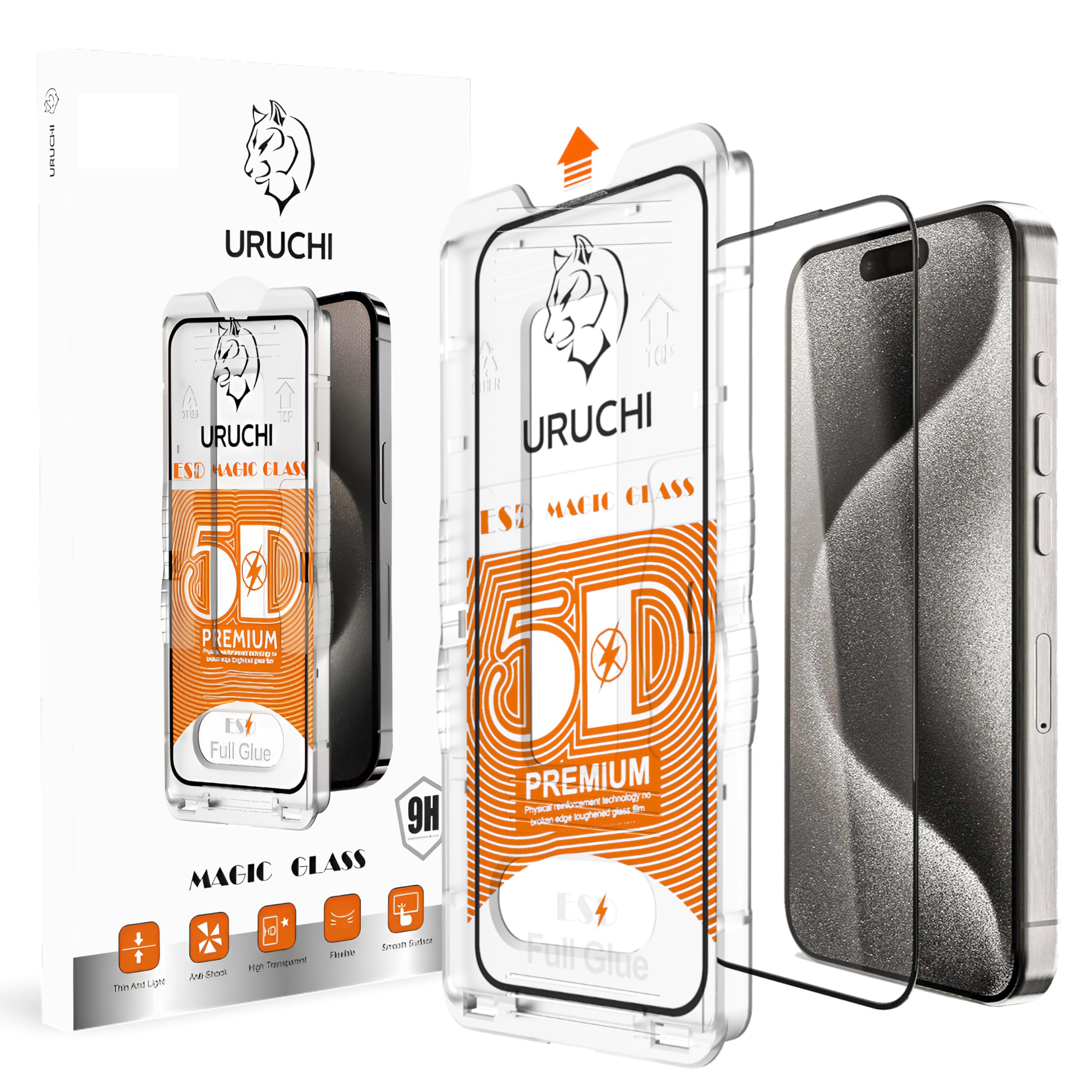 URUCHI iPhone 16 Pro Max (6.9)" İle Uyumlu PREMIUM Hizalama Aparatlı ve Takılırken Camın Altında ...