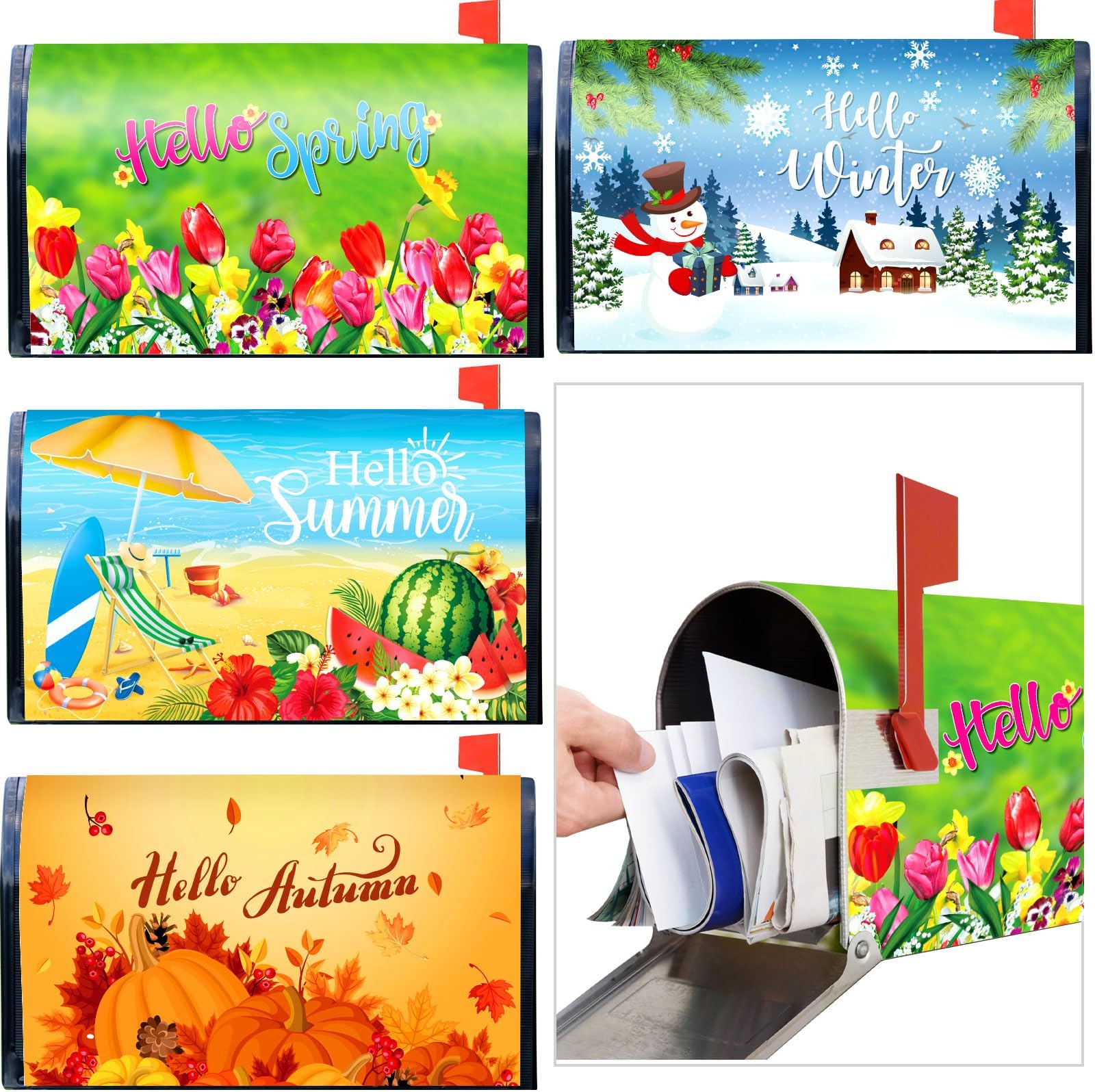 Amazon.com: Jetec 4 Pcs Magnetic Mailbox Covers Spring Summer Autumn ...