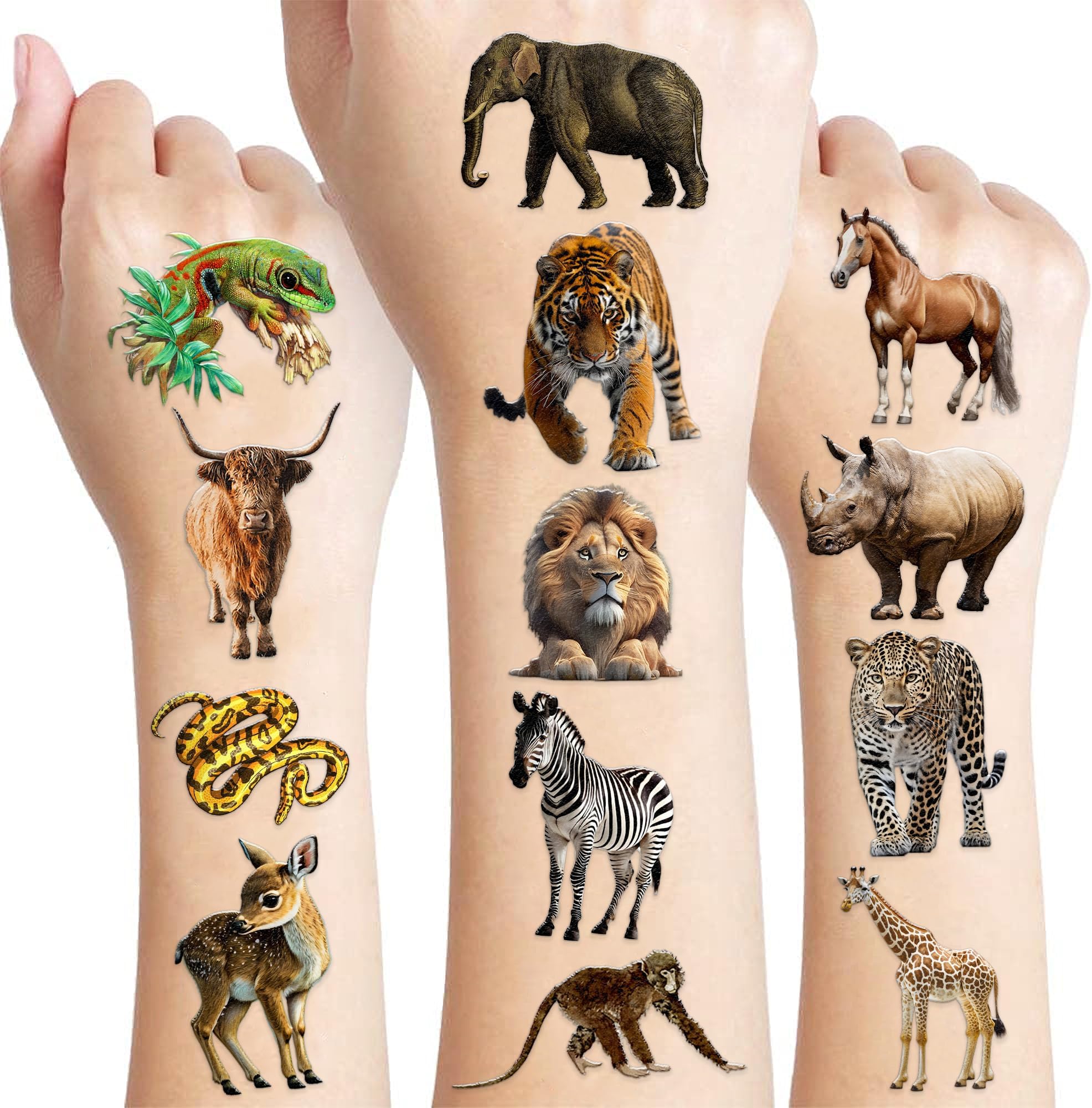 Amazon.com : 96 PCS Realistic Wildlife Jungle Animal Pre-Cut Temporary ...