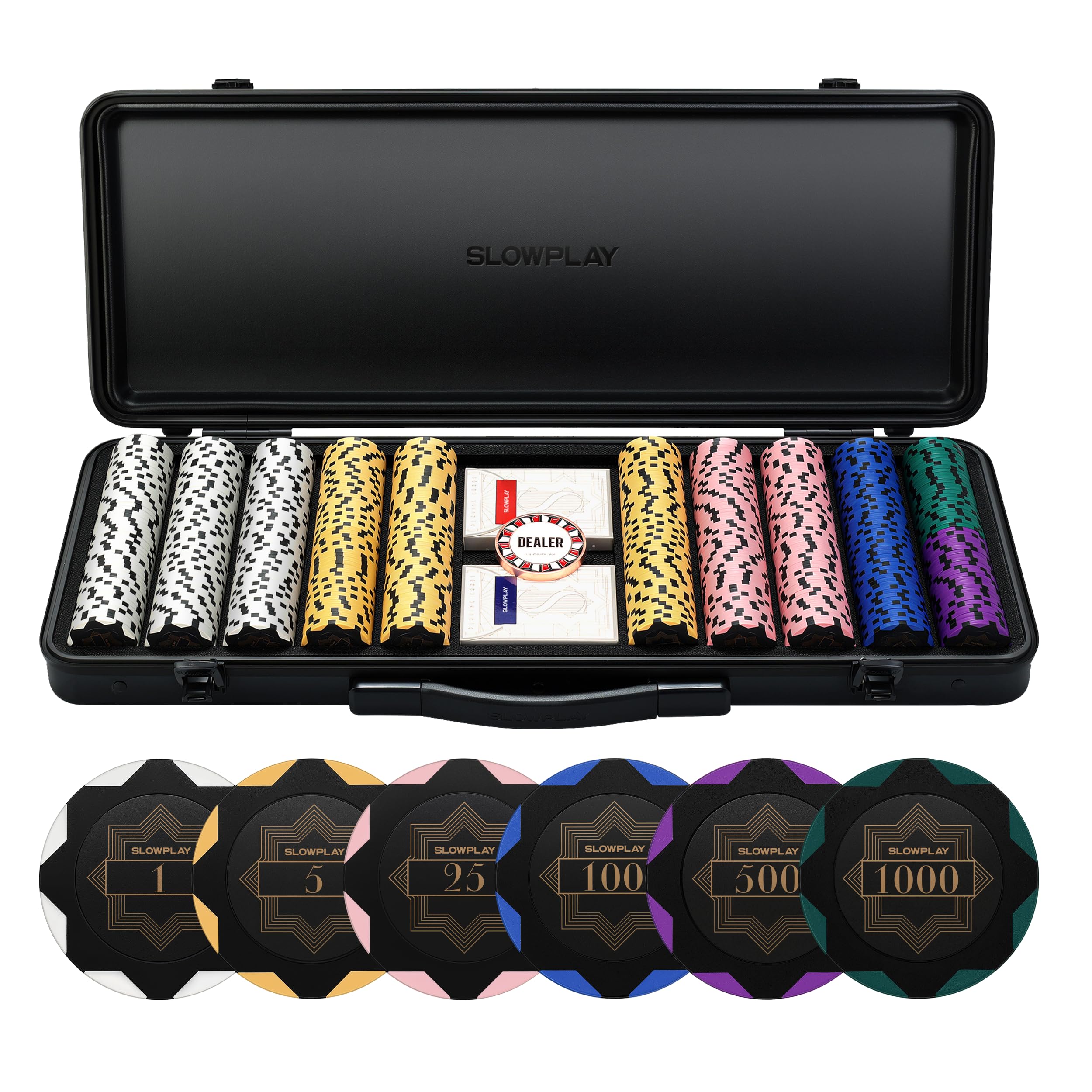 SLOWPLAY Nash 14 Grams Clay Poker Chips Set for Texas Hold’em, 500 PCS ...