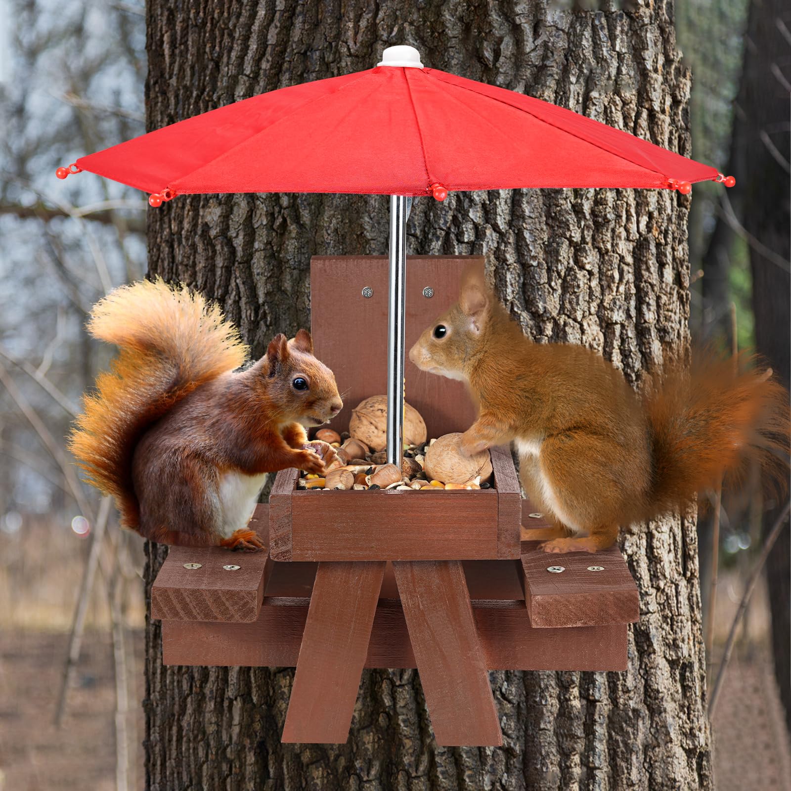 Snapklik.com : Wooden Squirrel Feeder Picnic Table