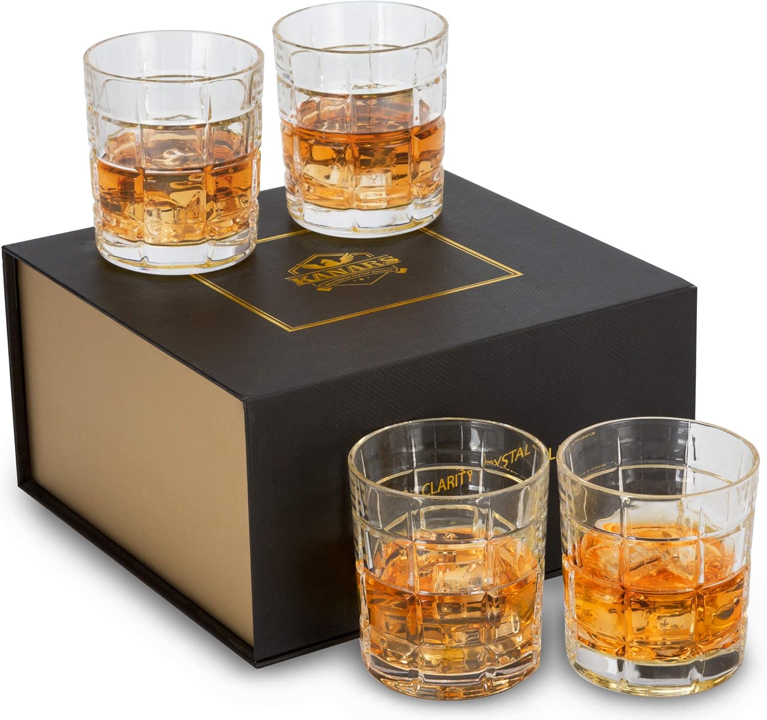 Amazon.com | KANARS Old Fashioned Whiskey Glass, Crystal 10 Oz Rock ...