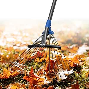 Amazon.com : JAOTREL Adjustable Metal Leaf Rake Long Handle, 48 inch ...