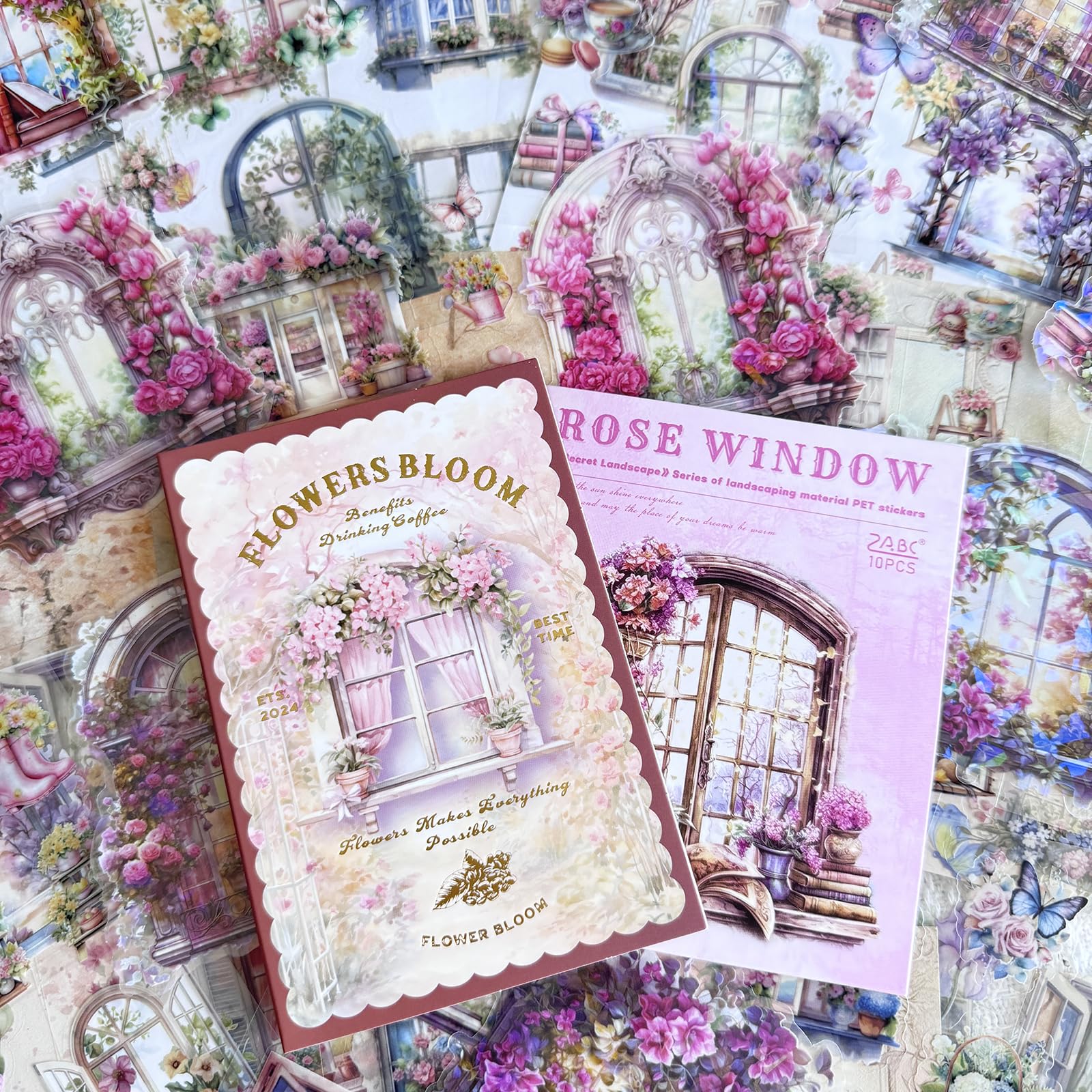 Amazon.com: 64 Sheets Vintage Floral Scrapbooking Kit, Precut Floral ...