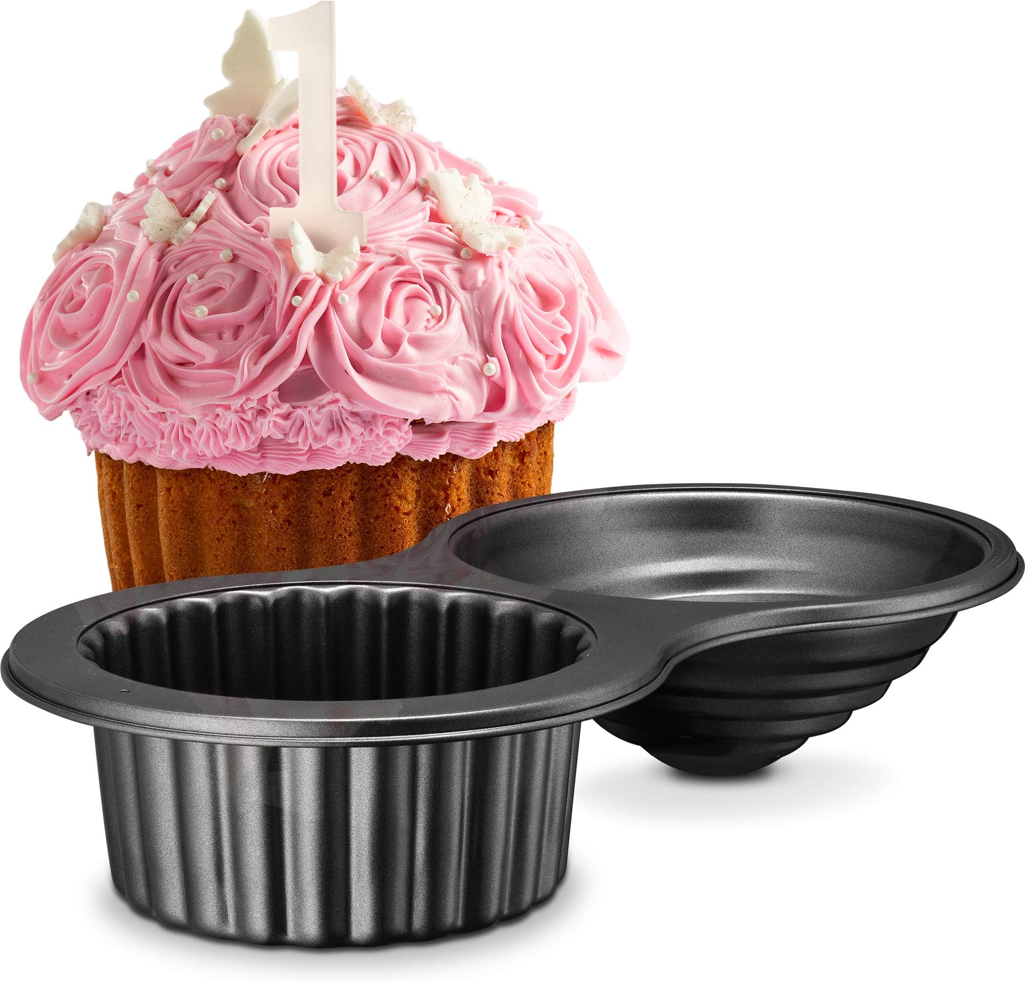 Amazon.com: Gourmia GPA9395 Giant Cupcake Pan – Double Sided Two Half ...