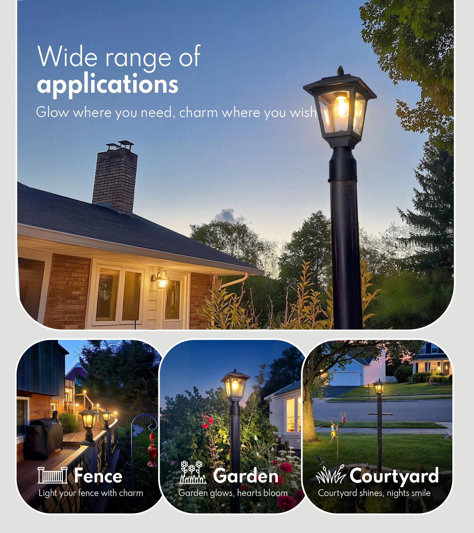 Snapklik.com : PASAMIC Solar Post Light, 3000K (Warm White) Dusk To ...