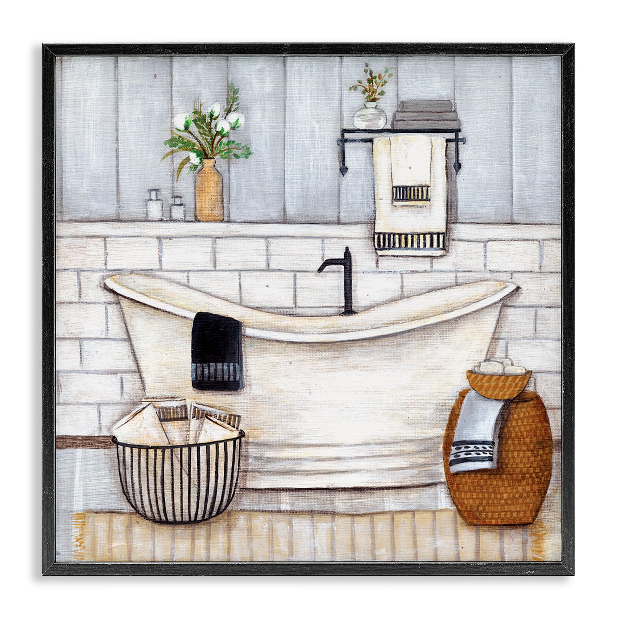 Amazon.com: Stupell Industries Bathroom Farmhouse Style Tub Neutral ...