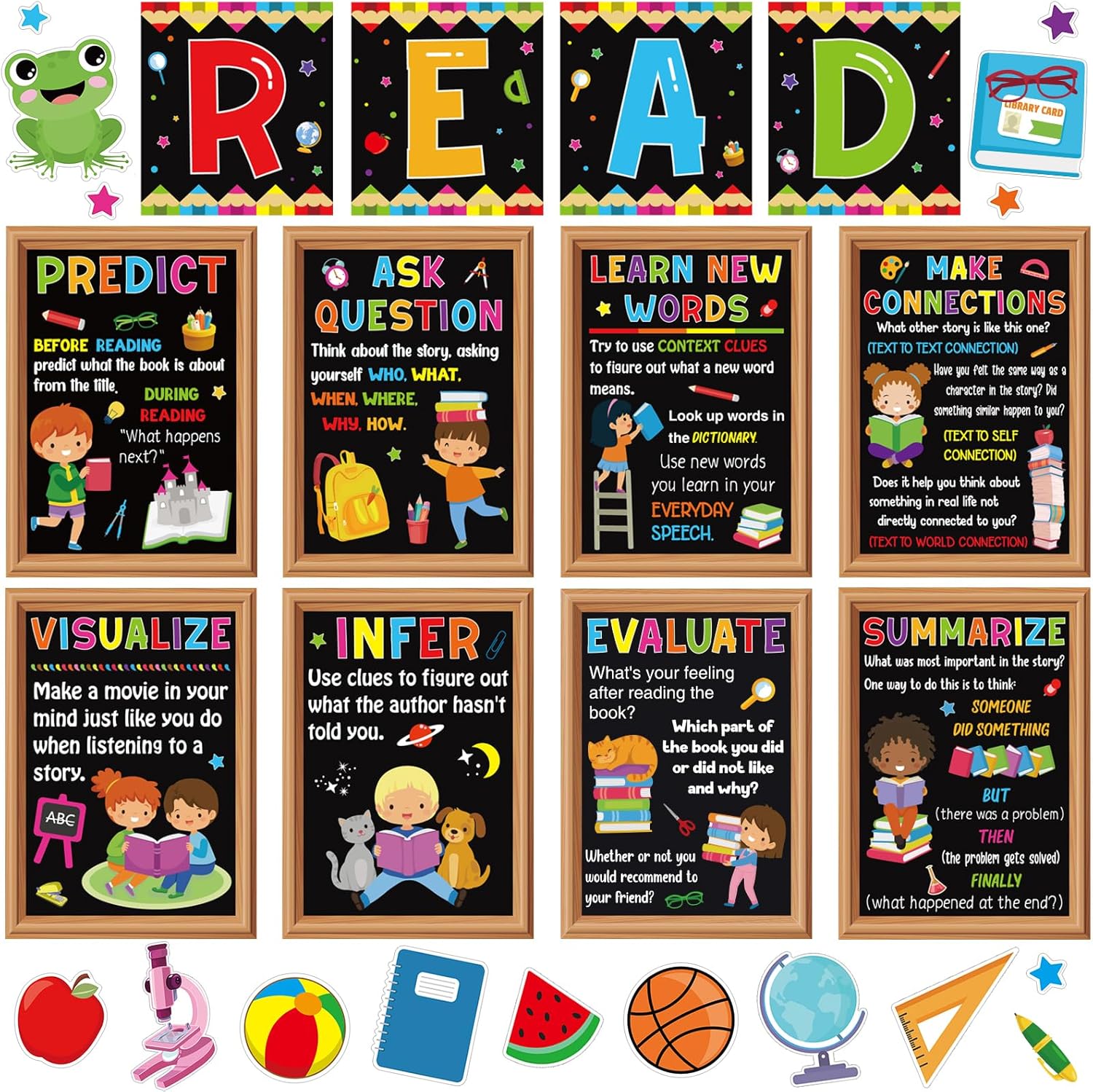 Amazon.com: WJFNKXKL 28 Pieces Reading Strategy Posters Classroom ...
