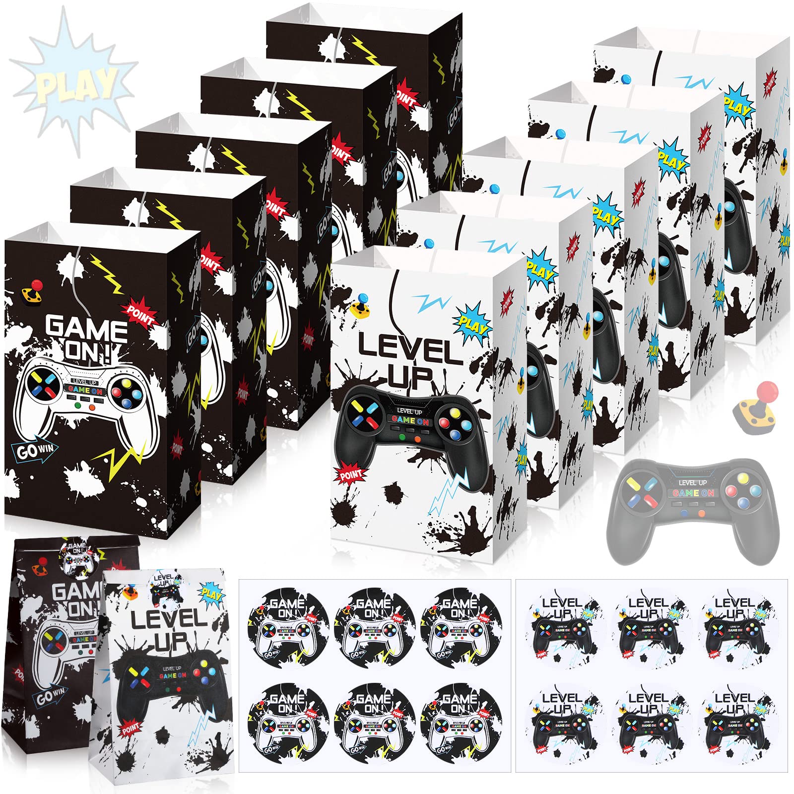 Amazon.com: Geosar 30 Pcs Video Game Party Paper Bags Gaming Party ...