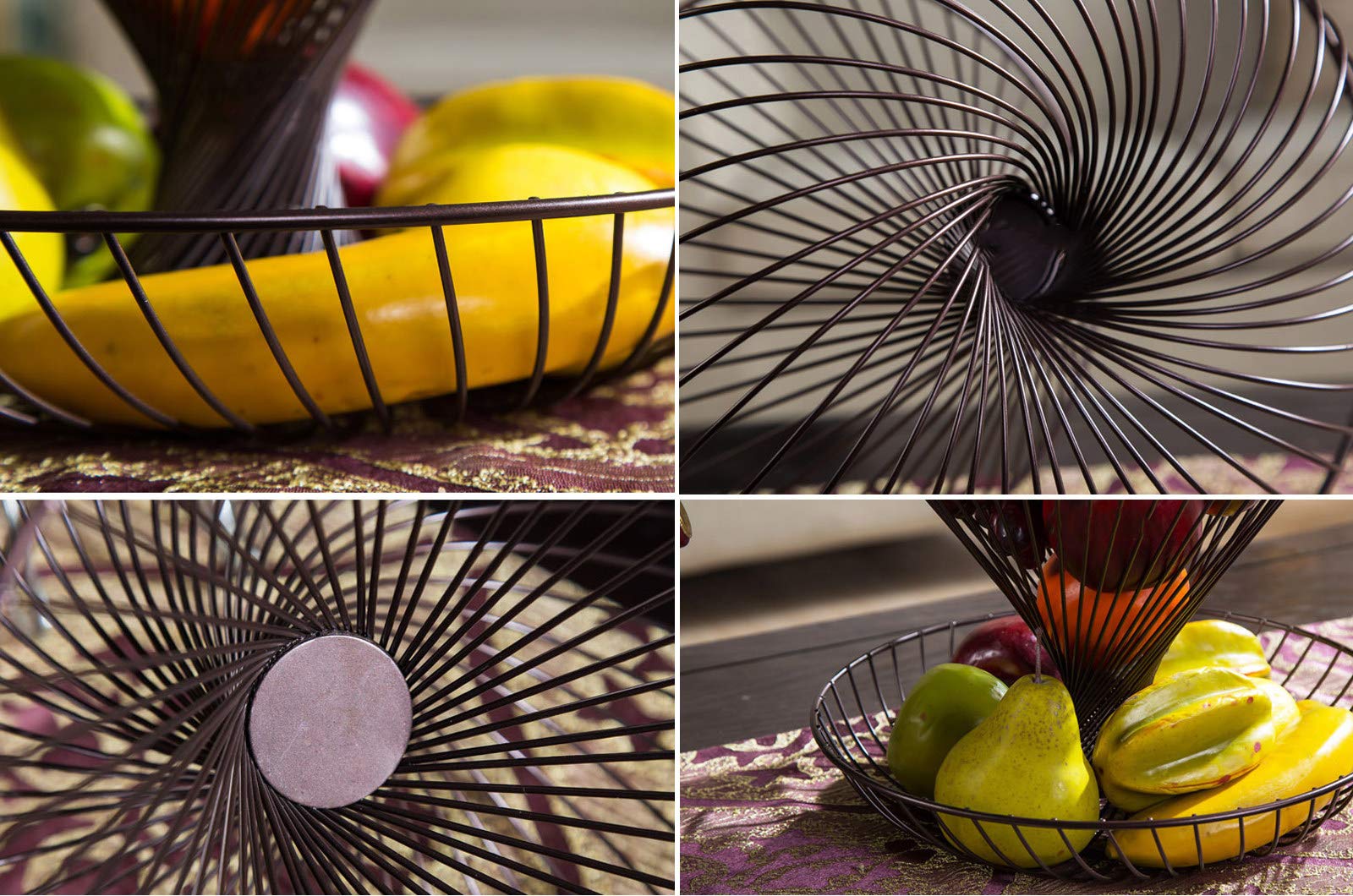 Fruit Bowl For Kitchen Counter IBERG 2 Tier Fruit Basket - Mesh Metal ...