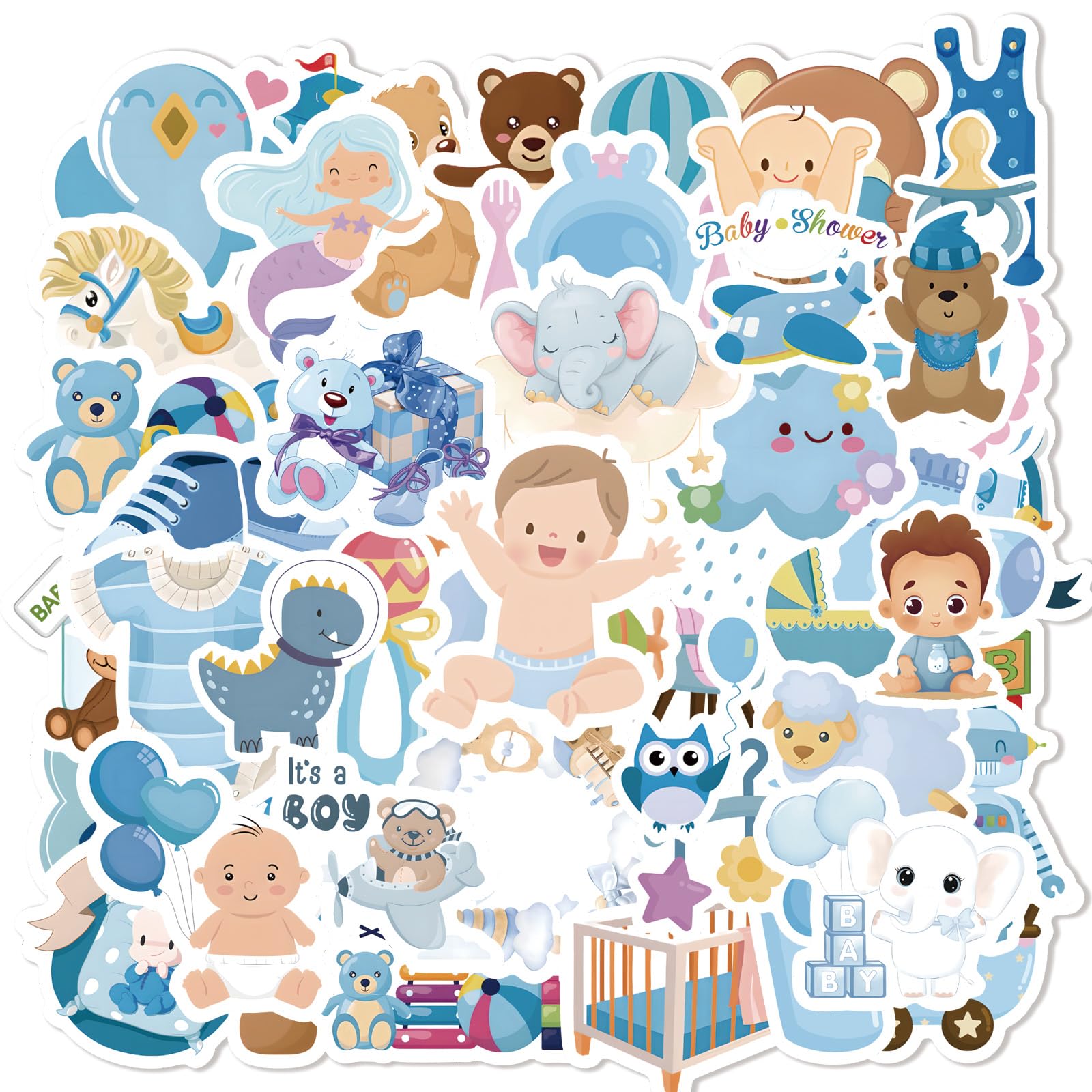 Amazon.com: Baby Boy Shower Stickers for Scrapbooking, 50pcs Baby ...